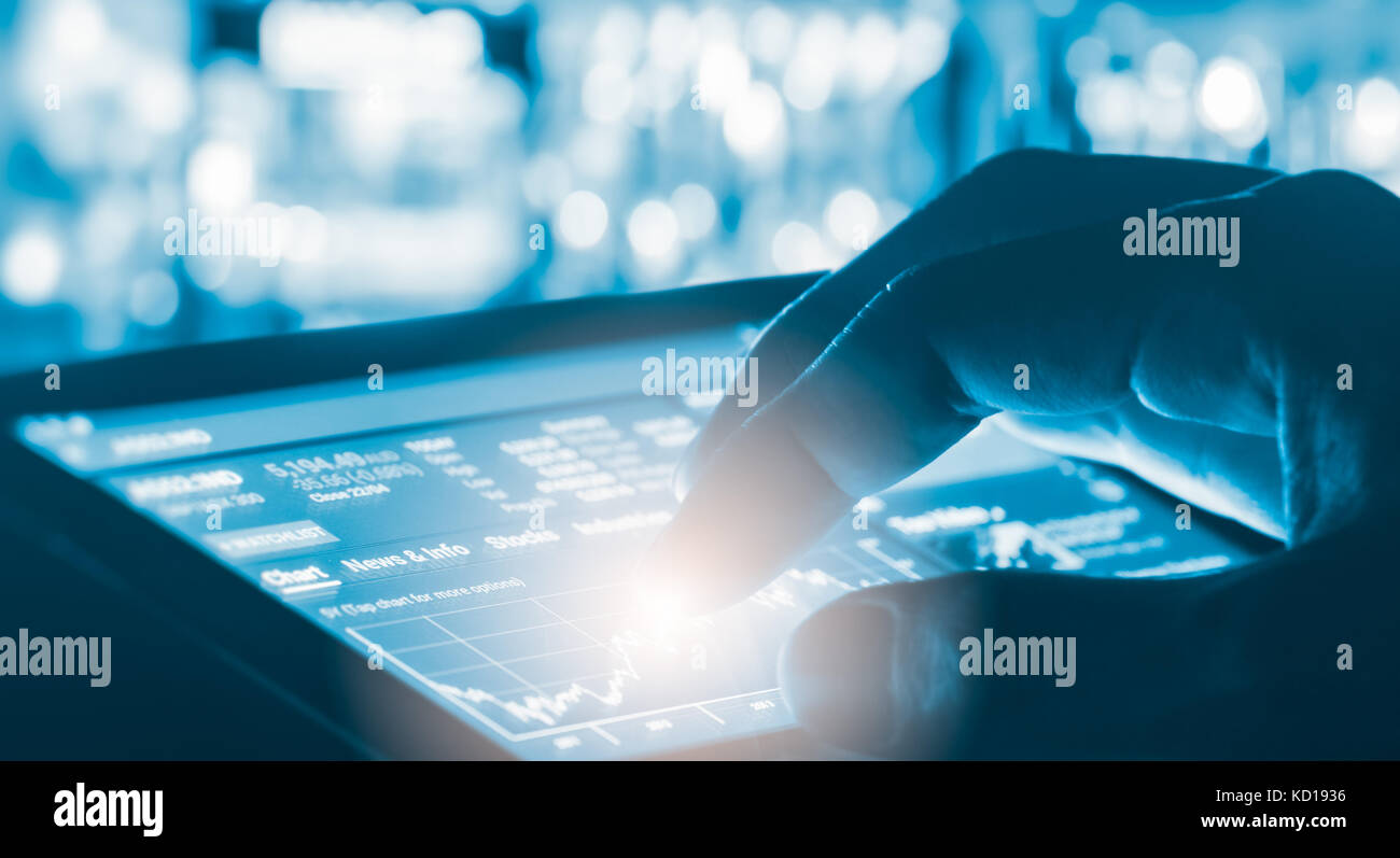 Index graph of stock market financial indicator analysis on LED ...