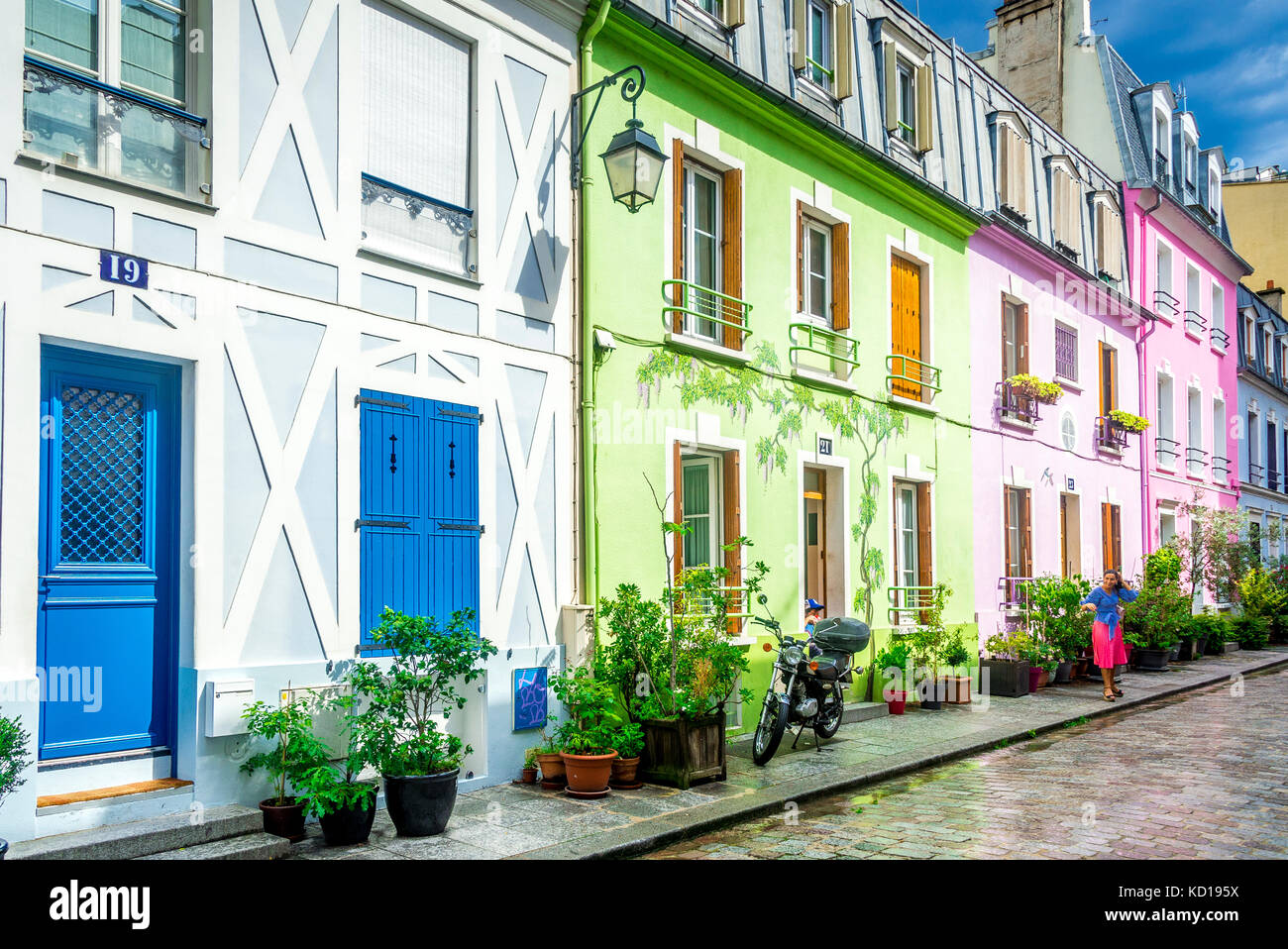 The colourful Rue Cremieux in Paris, France. This charming street is ...