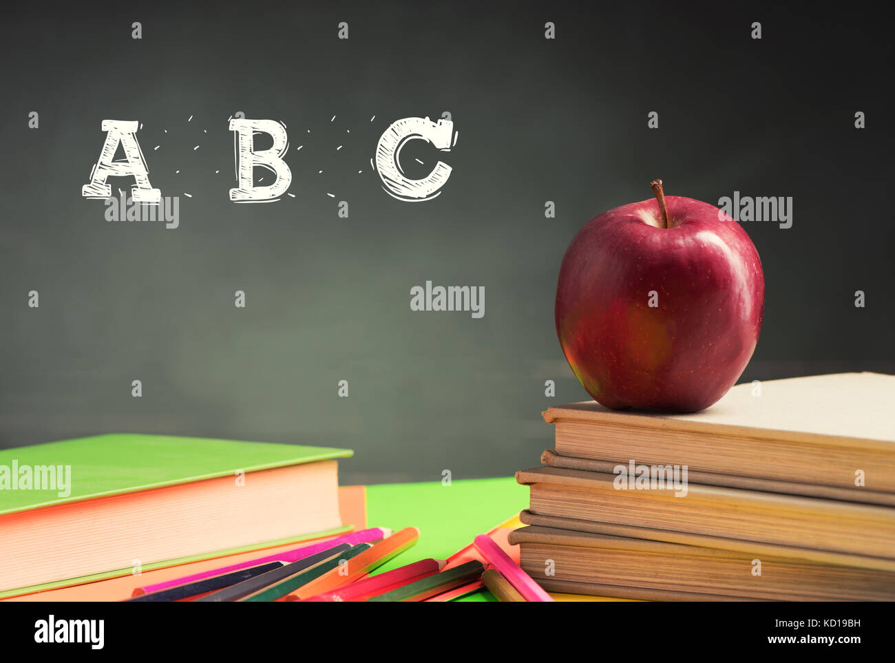 School exercise books pile hi-res stock photography and images - Alamy