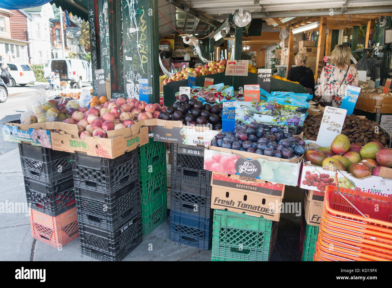 Fruit for sale outside store in Kensington Market in downtown Toronto ...