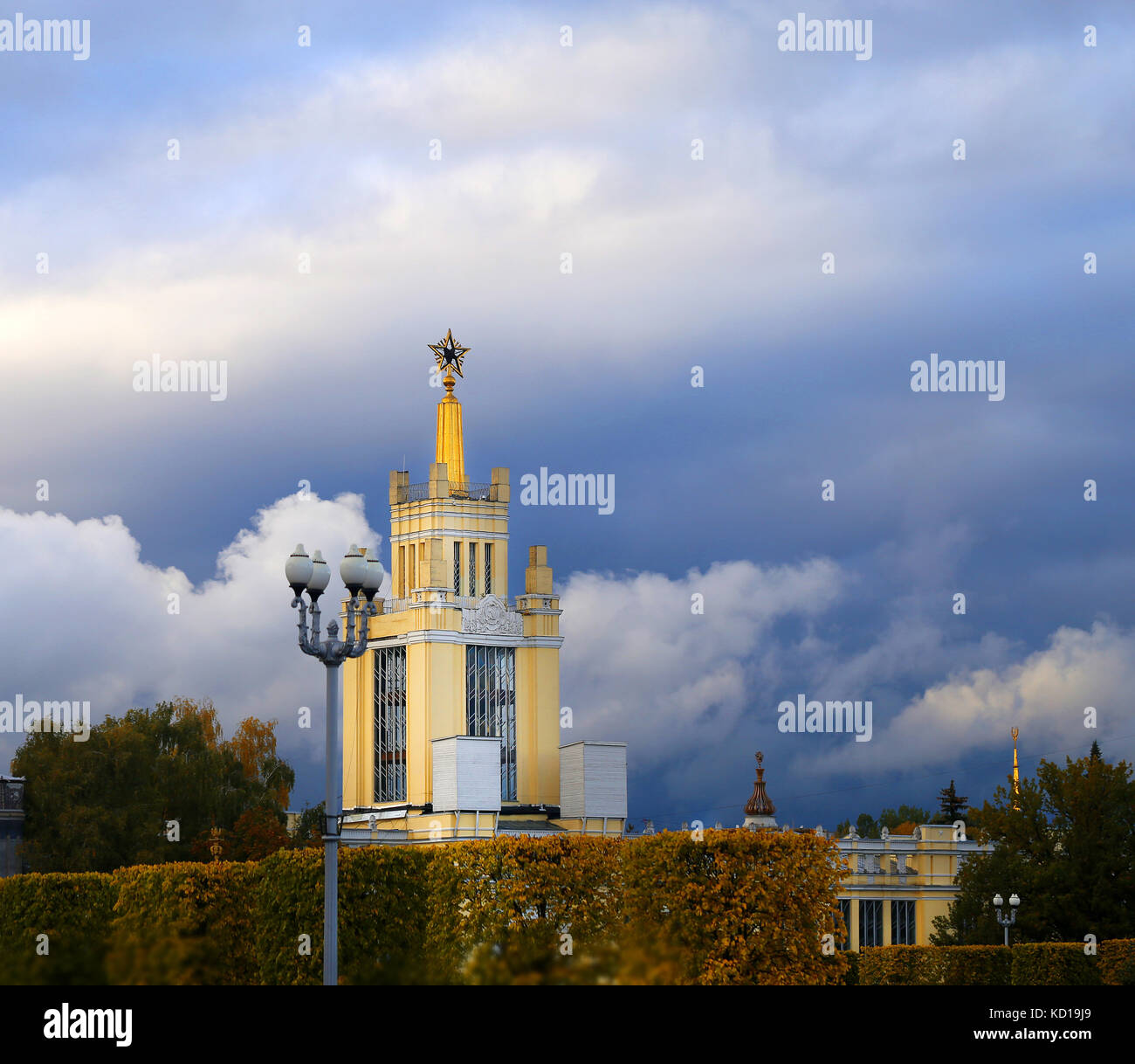 Beautiful photo of the Soviet pavilion on a cloudy day in Moscow Stock ...