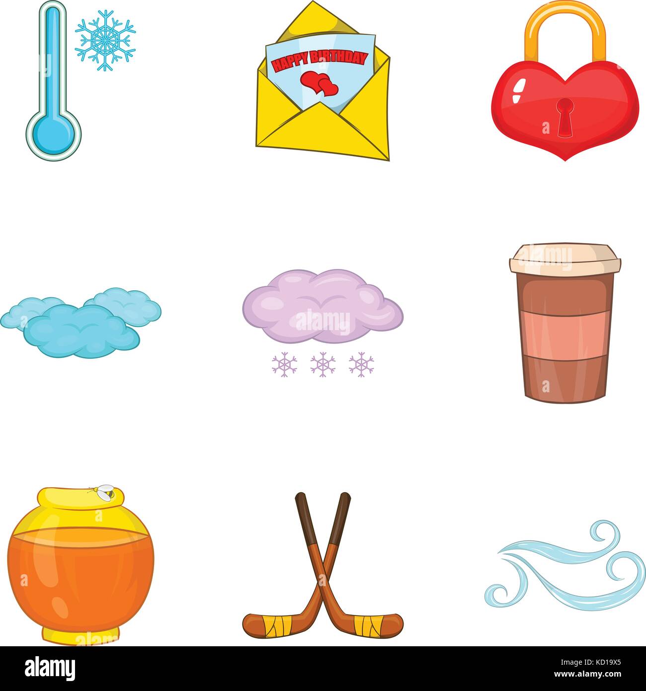 Frost holiday icons set, cartoon style Stock Vector Image & Art - Alamy