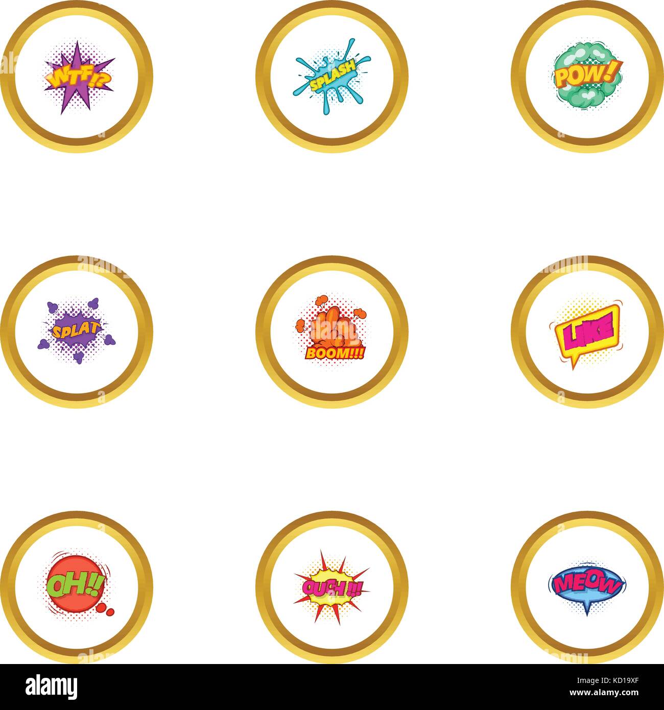 Pop art label icons set, cartoon style Stock Vector Image & Art - Alamy