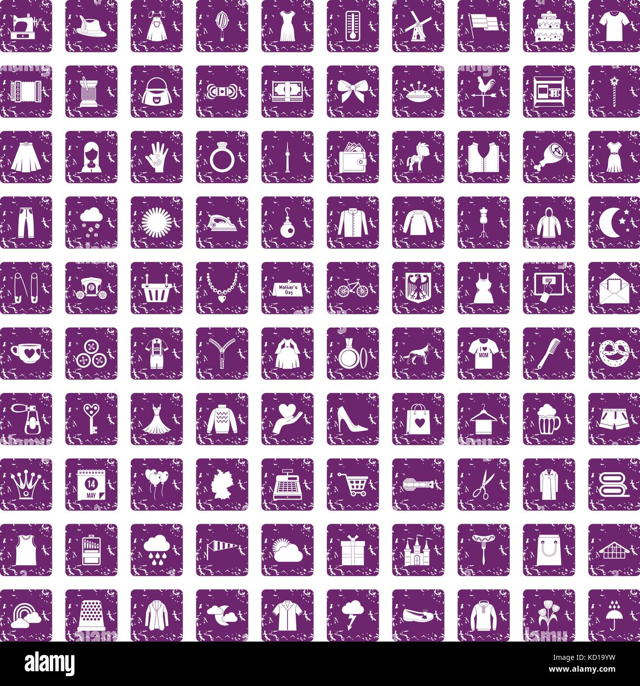100 dress icons set grunge purple Stock Vector Image & Art - Alamy