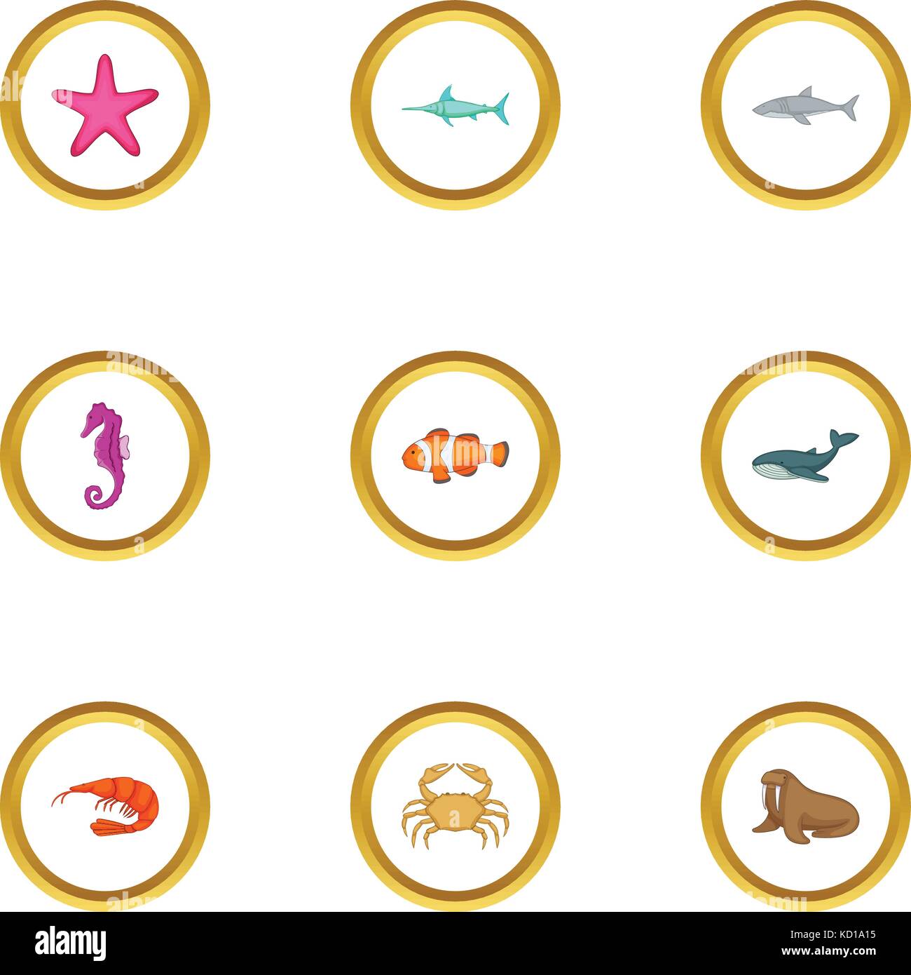 Sea animals icons set, cartoon style Stock Vector Image & Art - Alamy