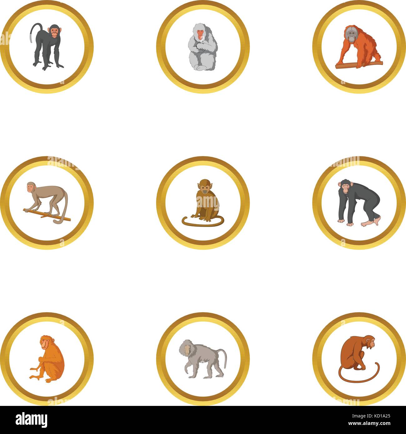 Monkey icons set, cartoon style Stock Vector Image & Art - Alamy