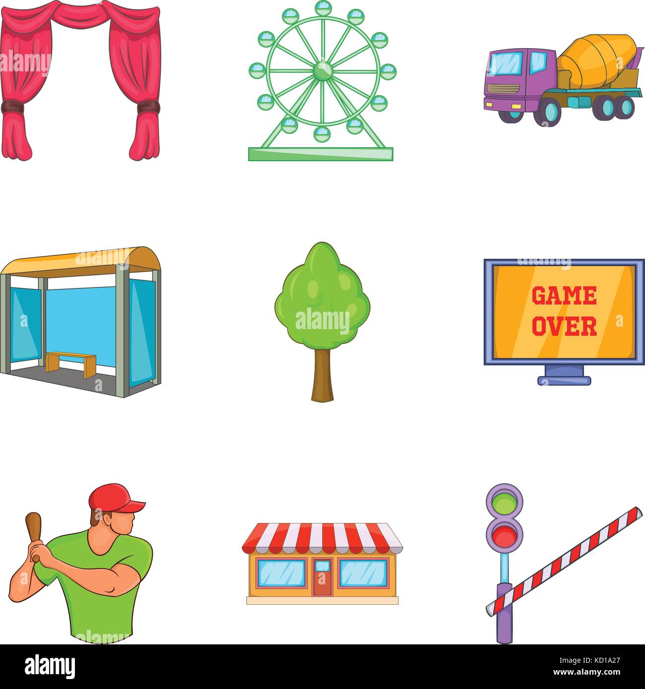 City break icons set, cartoon style Stock Vector Image & Art - Alamy