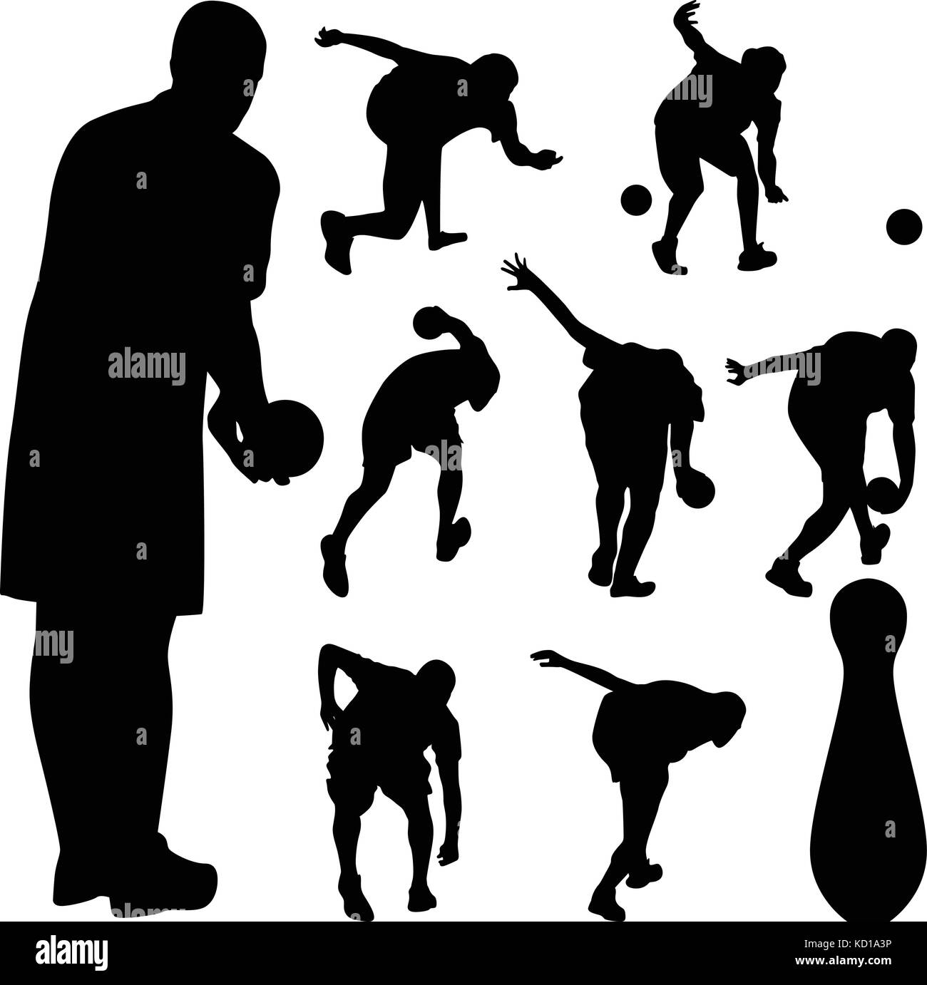 Bowling man silhouette Black and White Stock Photos & Images - Alamy