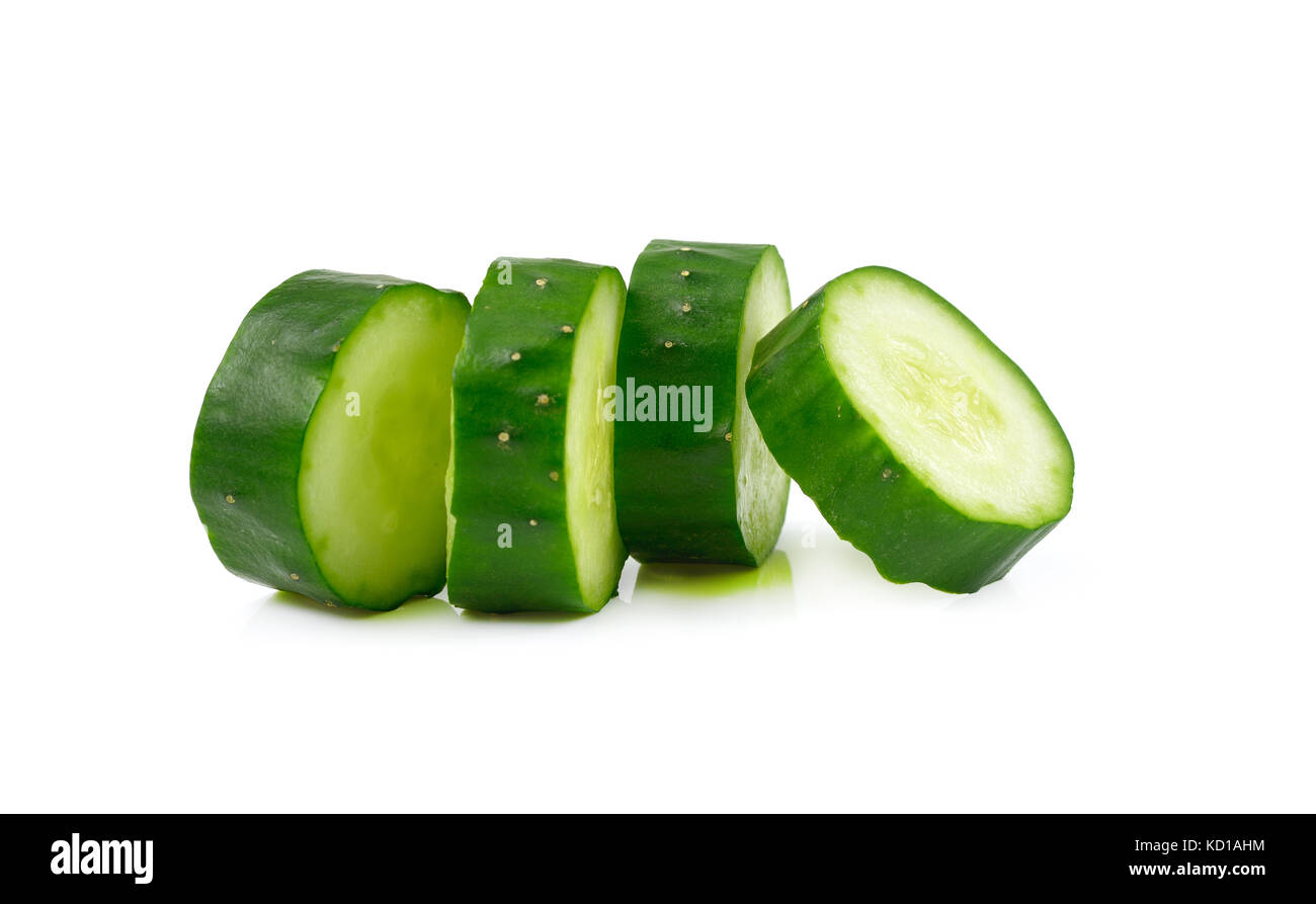 Sliced Cucumber in Stack isolated on white Stock Photo - Alamy