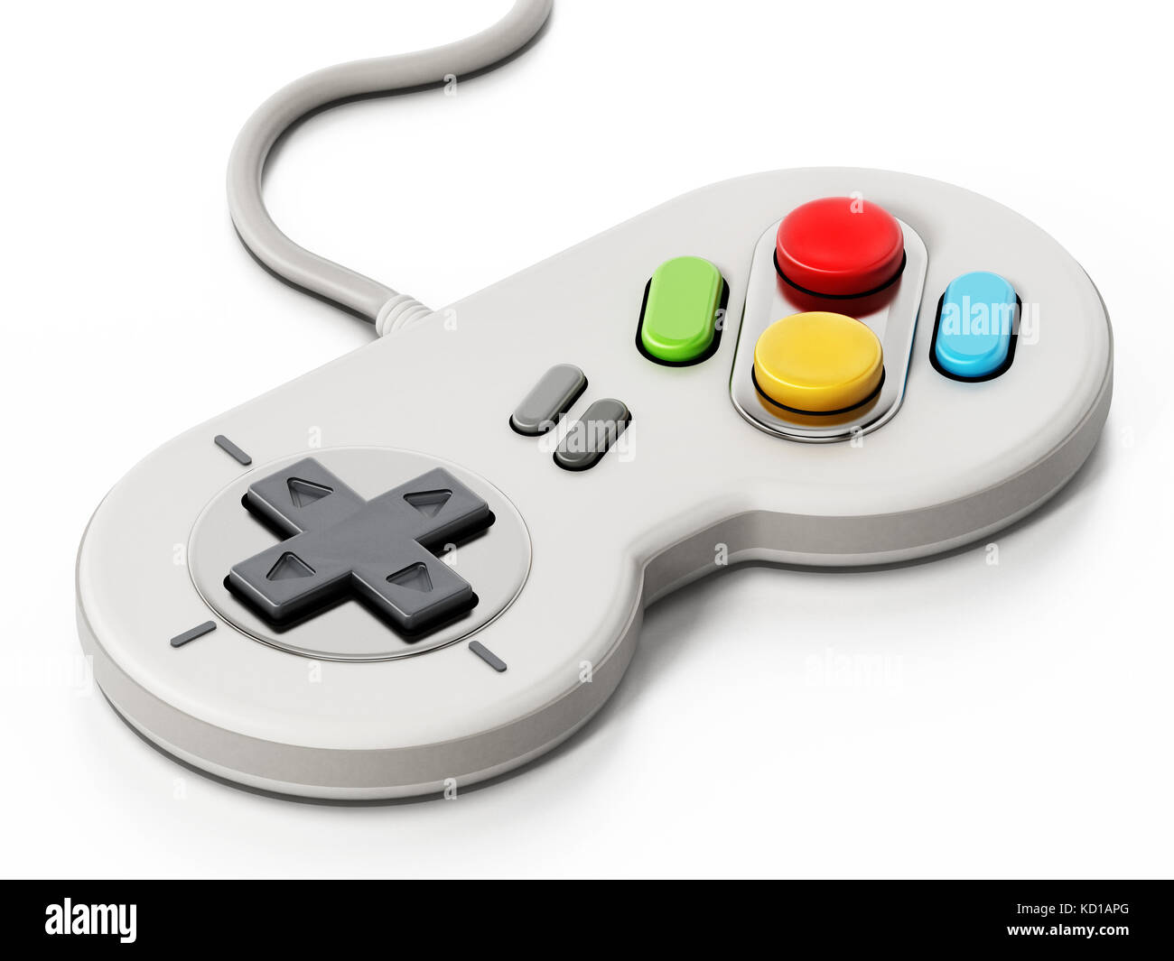 Vintage cable gamepad isolated on white background Stock Photo - Alamy