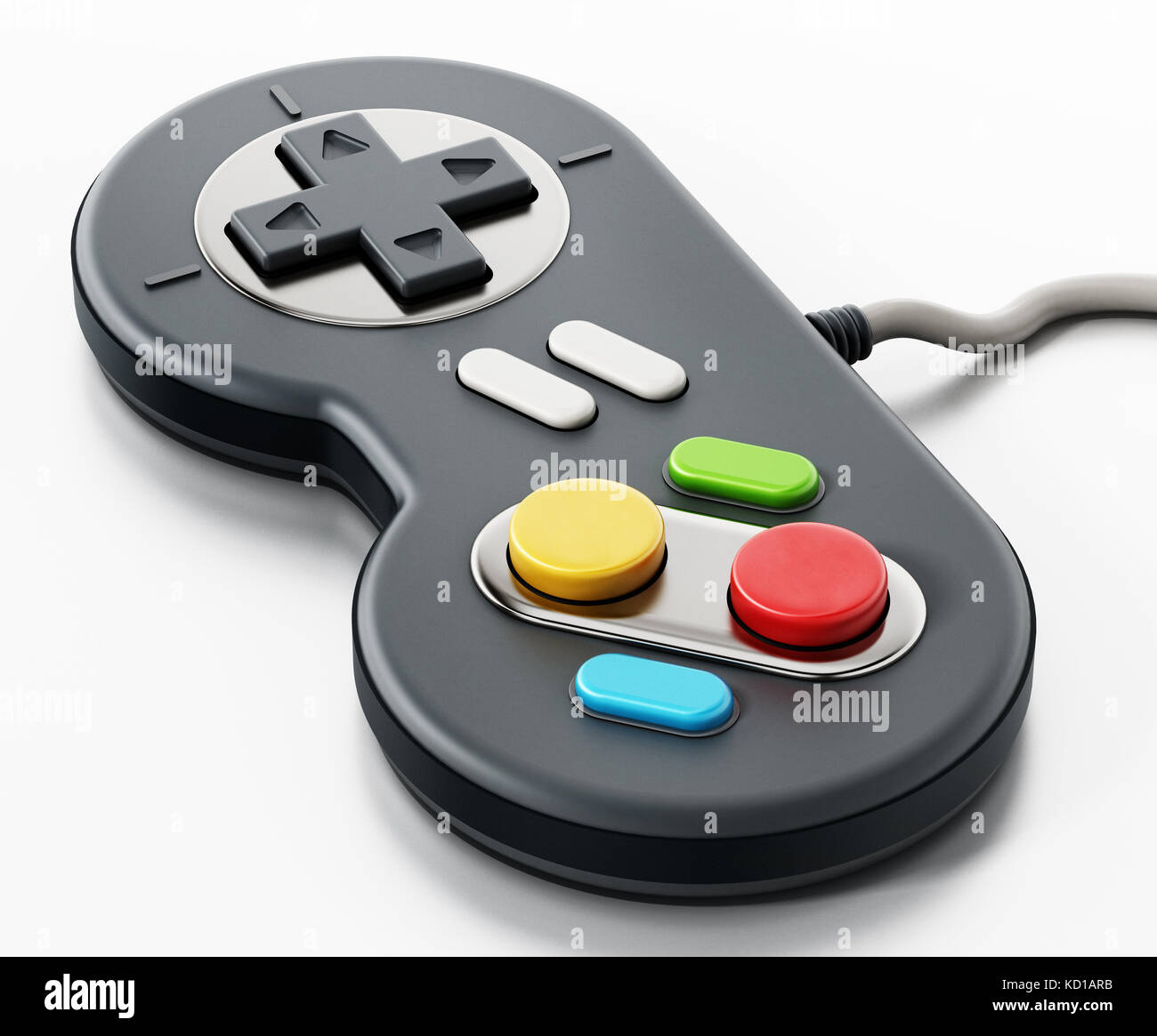 Vintage cable gamepad isolated on white background Stock Photo - Alamy