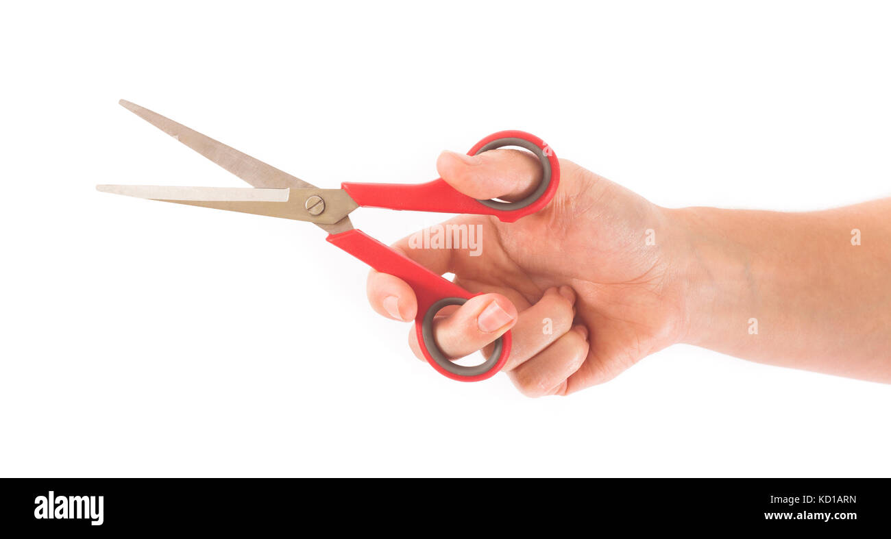 hand using scissors isolated on white background Stock Photo - Alamy