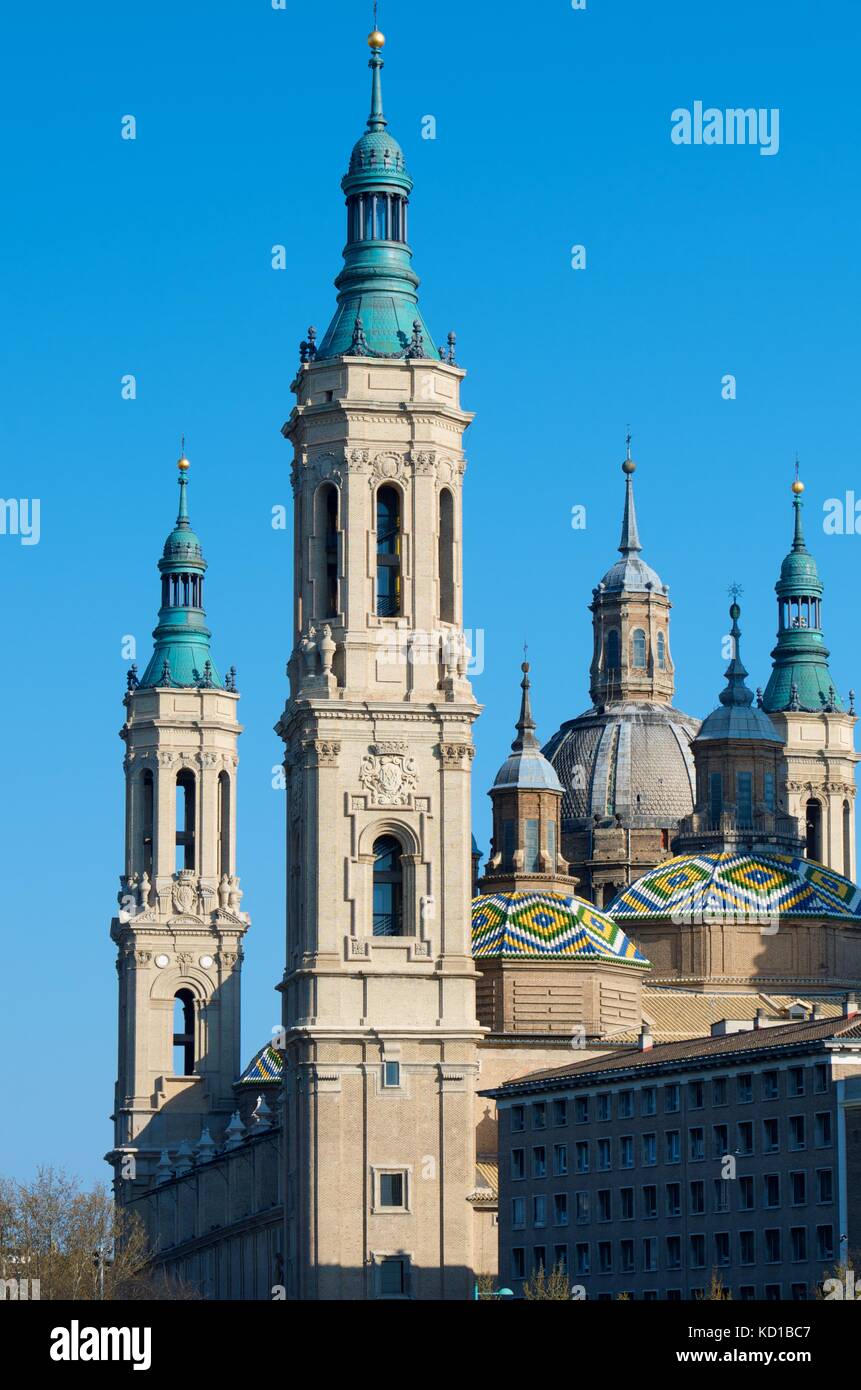 View of the basilica of the Virgen del Pilar, Zaragoza, Aragon, Spain ...