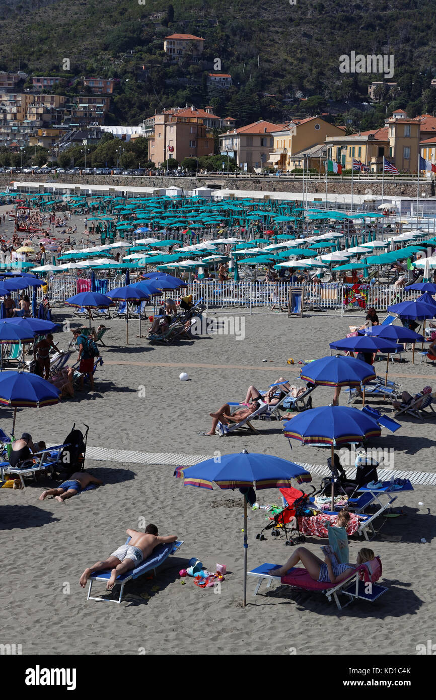 LEVANTO, Italy, June 2, 2017 : The beach of Levanto. Levanto, in the ...