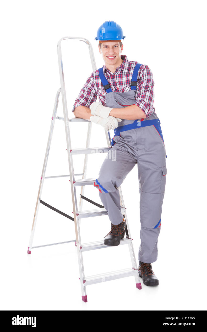 Construction worker holding ladder hi-res stock photography and images ...