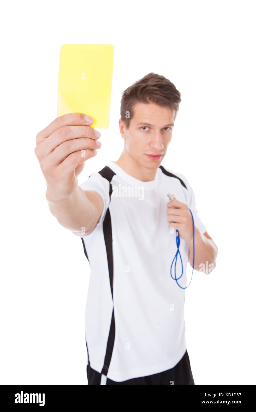 Referee showing yellow card hi-res stock photography and images - Alamy