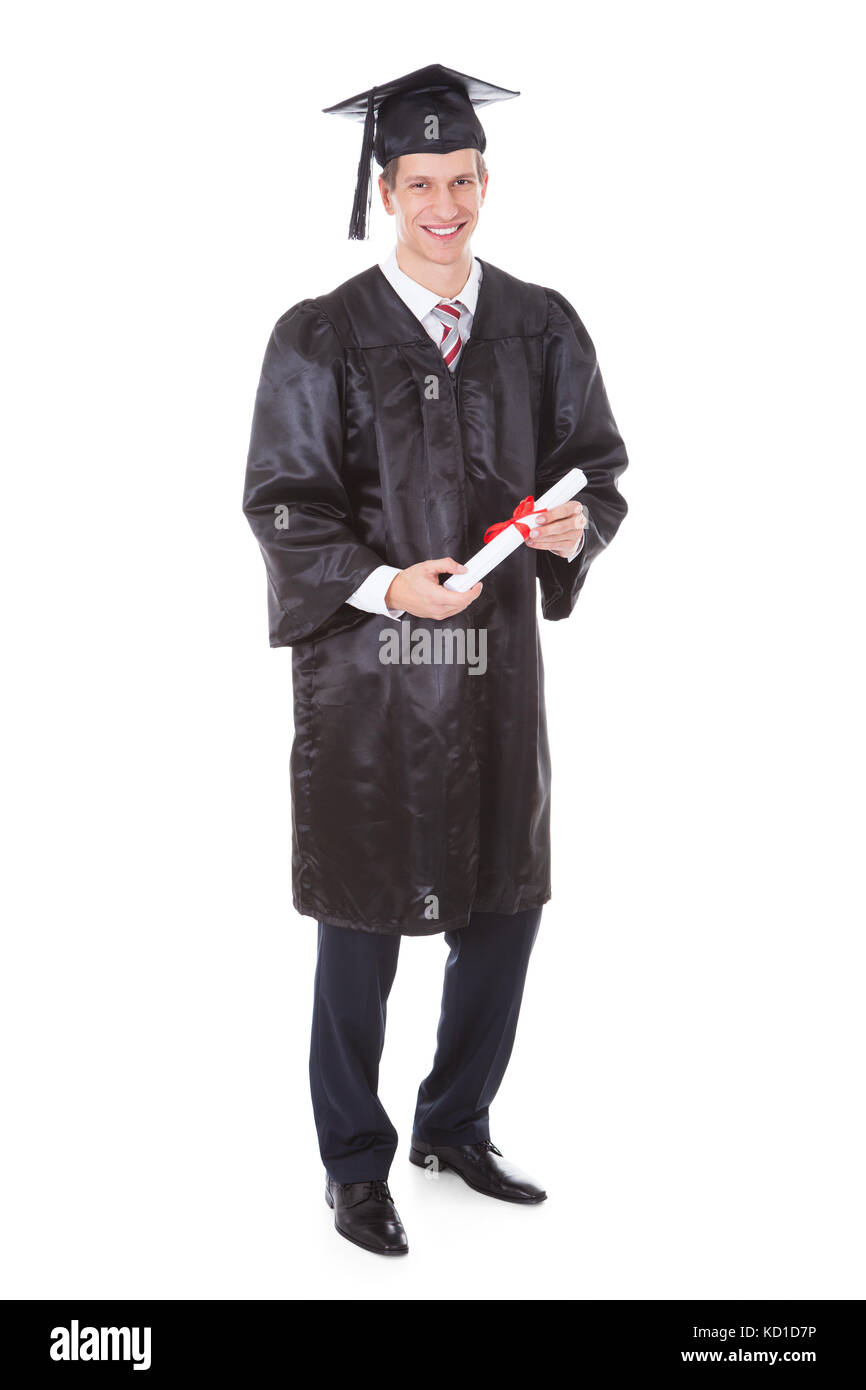 Happy Young Male Graduate Isolated Over White Background Stock Photo ...