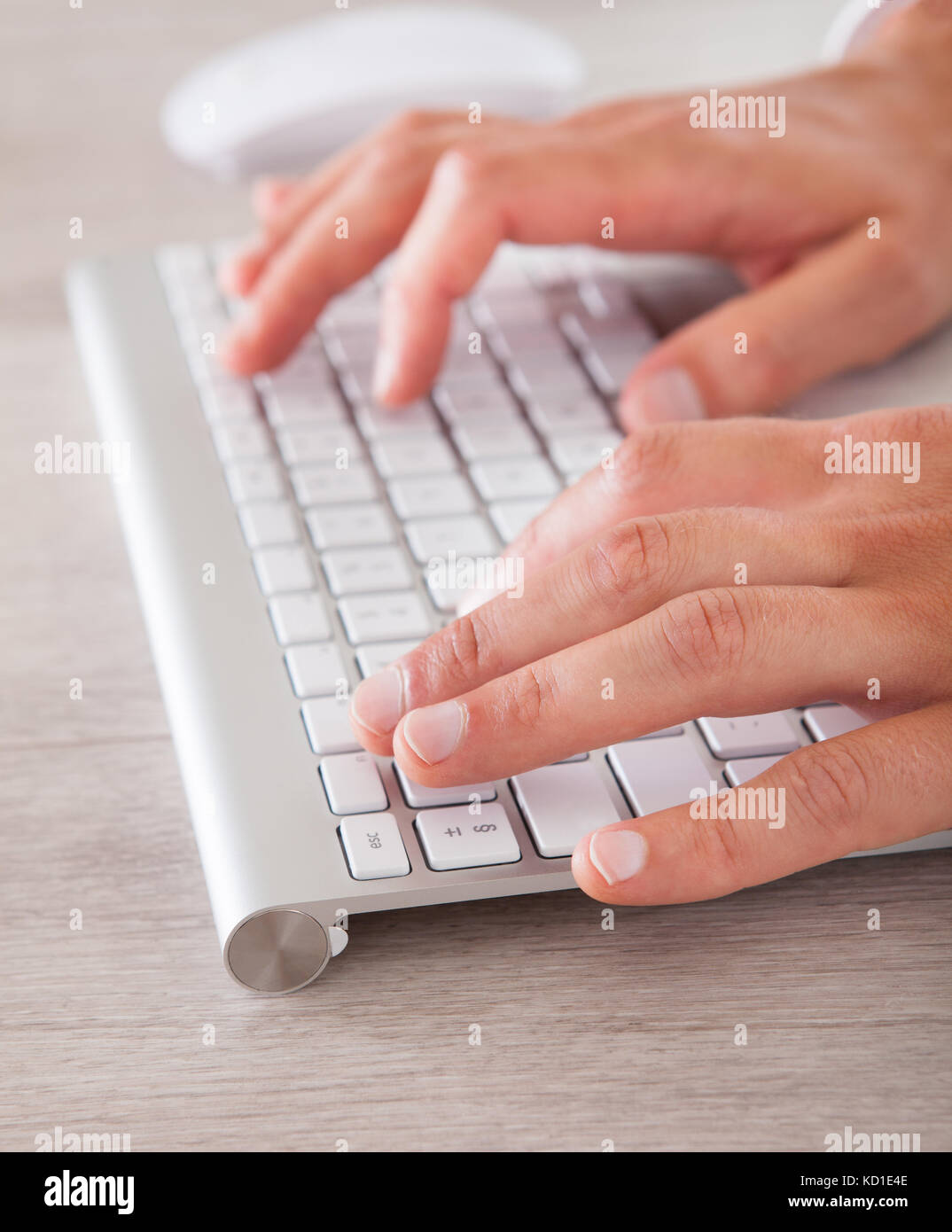 Closeup Of Businessman Using Computer At Desk Stock Photo - Alamy