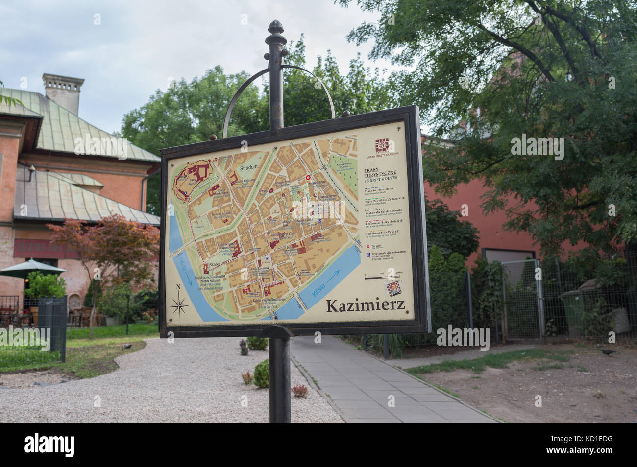 KRAKOW, POLAND-AUGUST 3, 2017: Krakow Jewish Quarter map Stock Photo ...