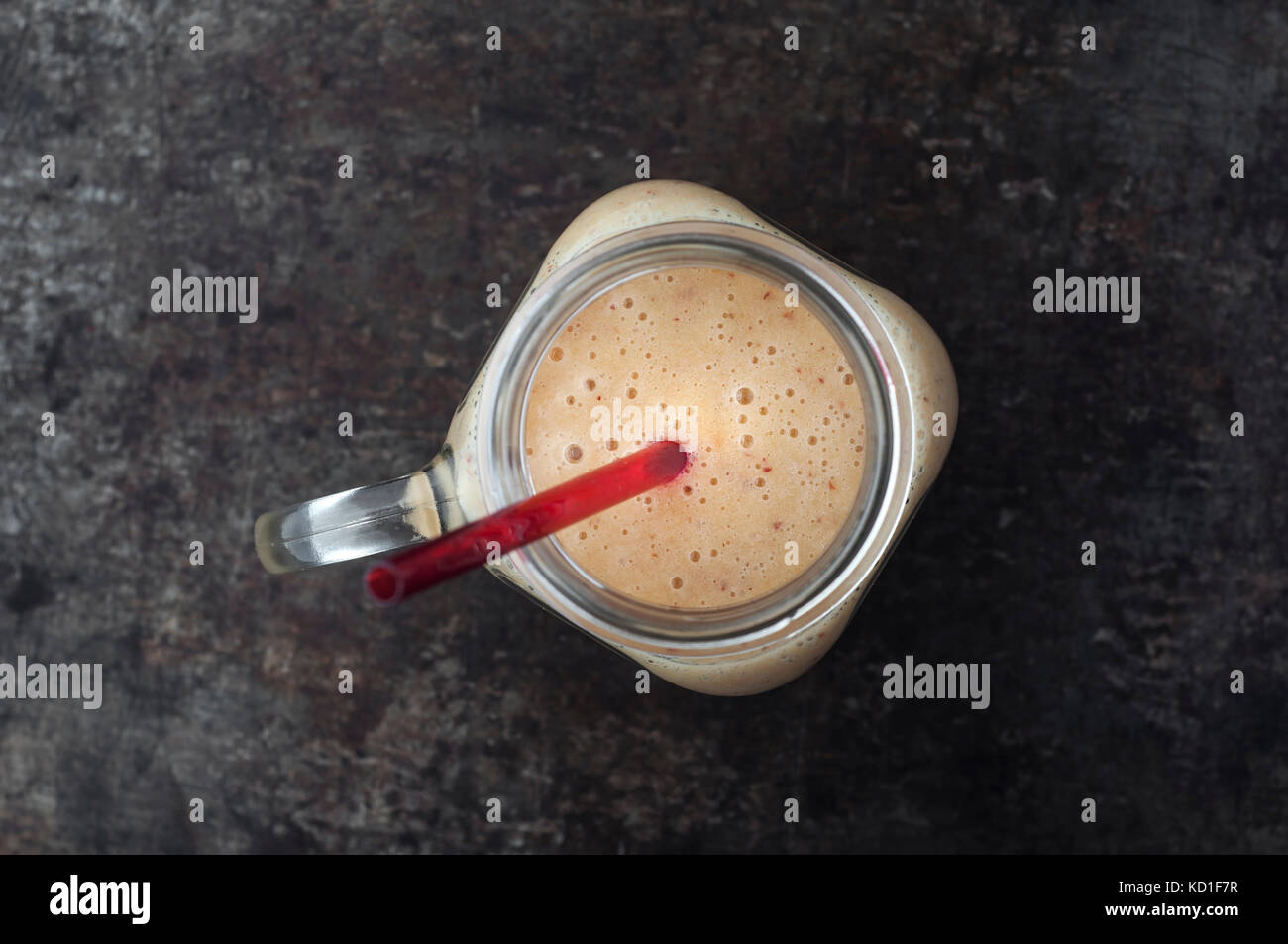 banana peach smoothie, from above Stock Photo - Alamy