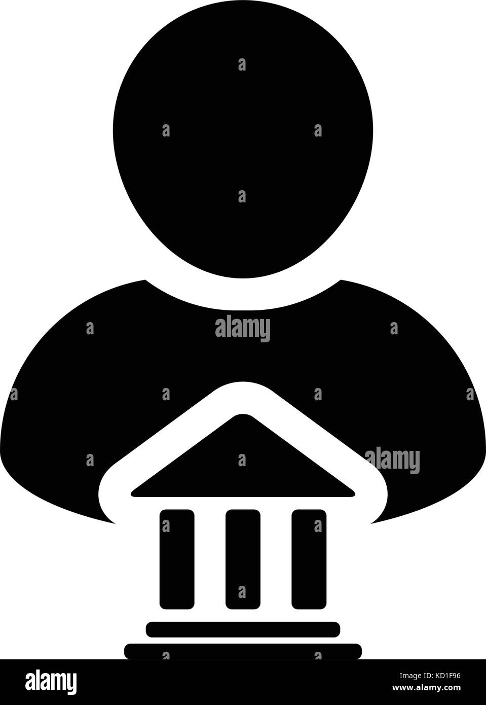 Bank Icon Vector With Person Profile Male Avatar Symbol for Banking and ...