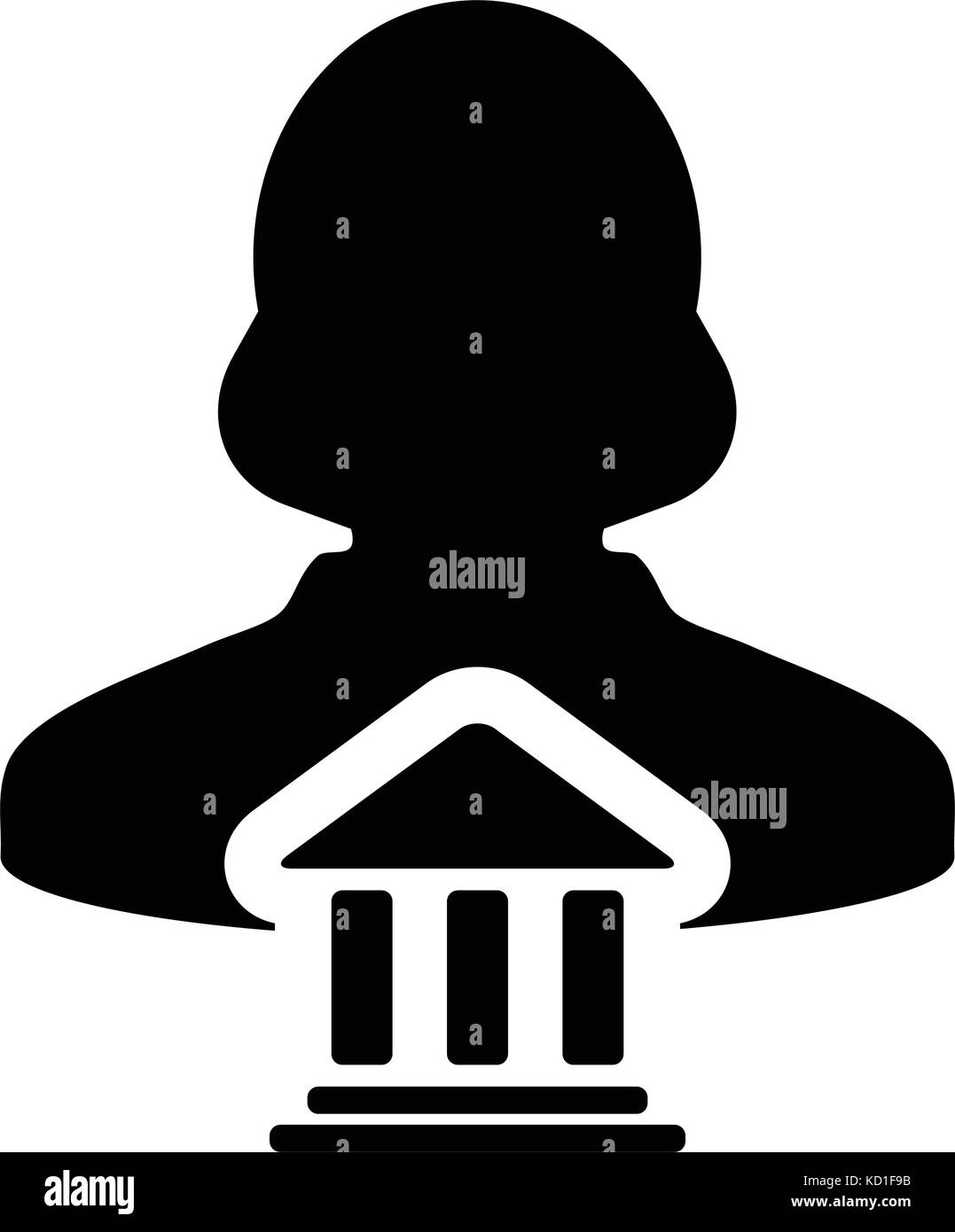 Bank Icon Vector With Person Profile Female Avatar Symbol for Banking ...