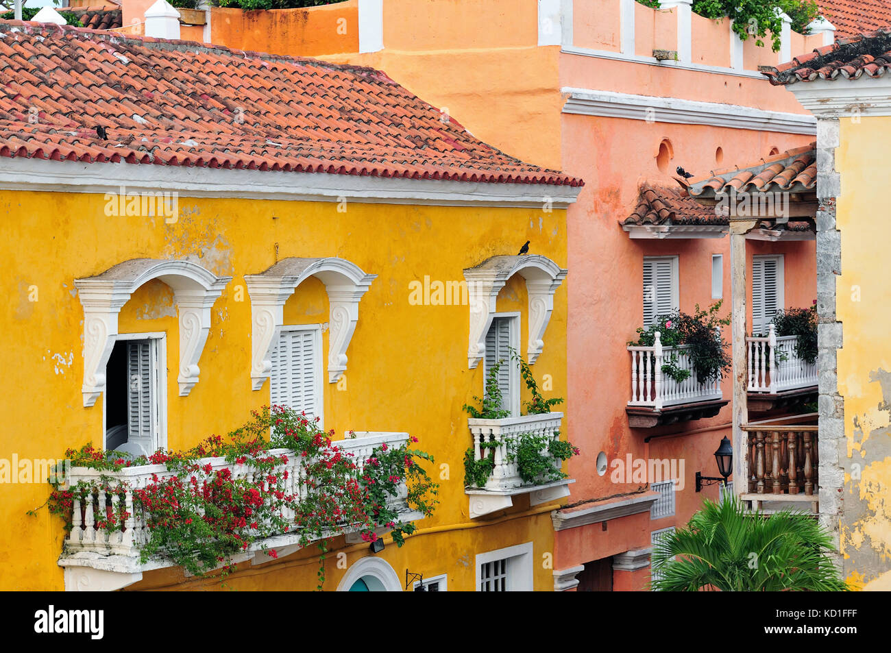 The picture present view on the colonial street in Cartagena Stock ...