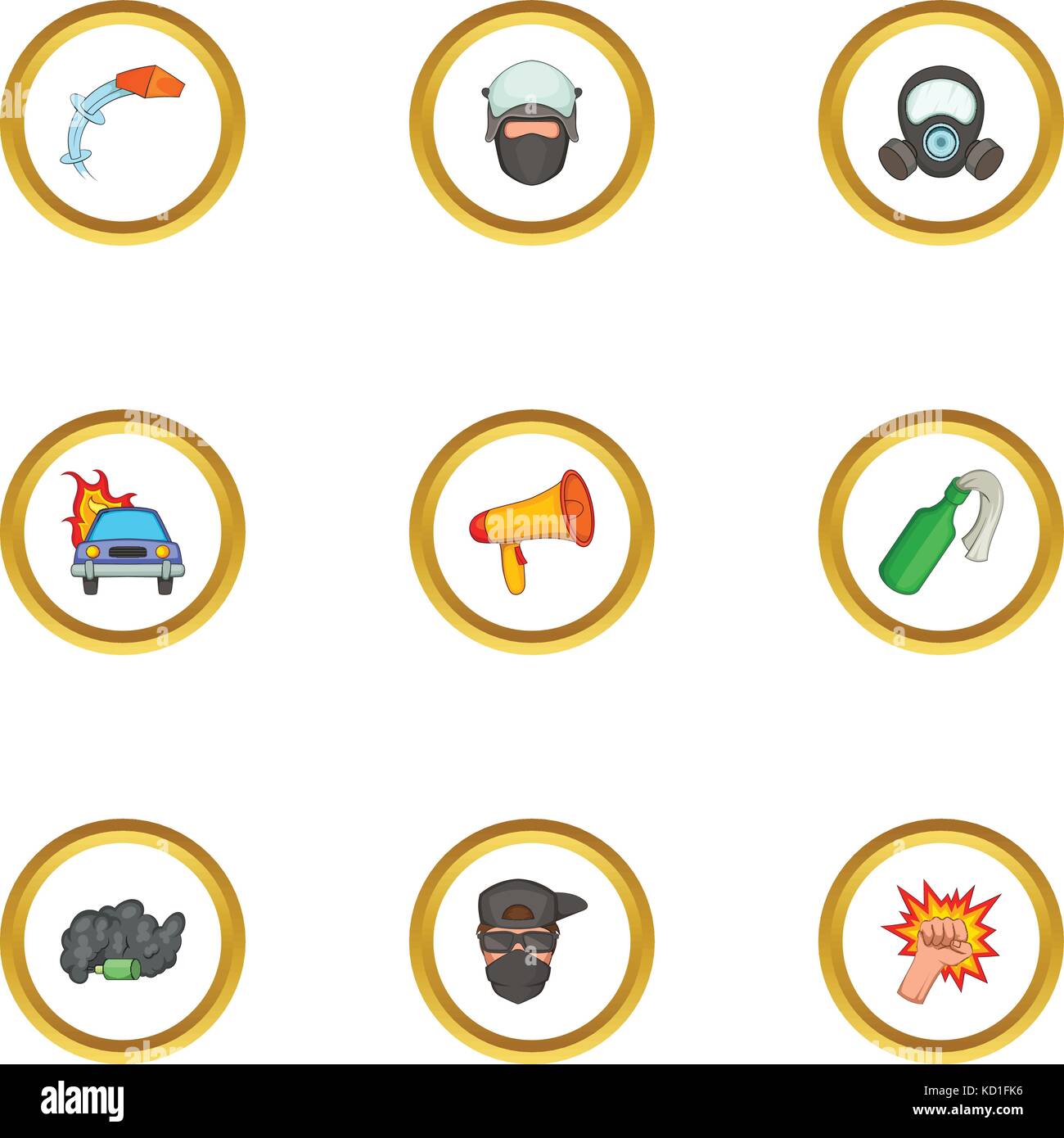 Riot icons set, cartoon style Stock Vector Image & Art - Alamy