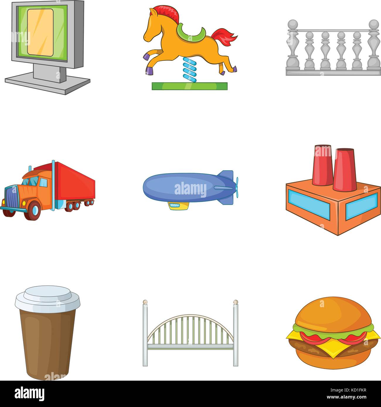 City service icons set, cartoon style Stock Vector Image & Art - Alamy