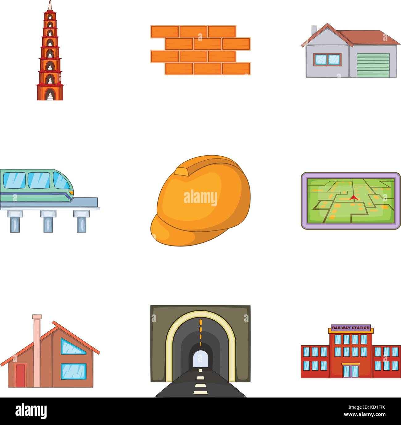 Driving in city icons set, cartoon style Stock Vector Image & Art - Alamy