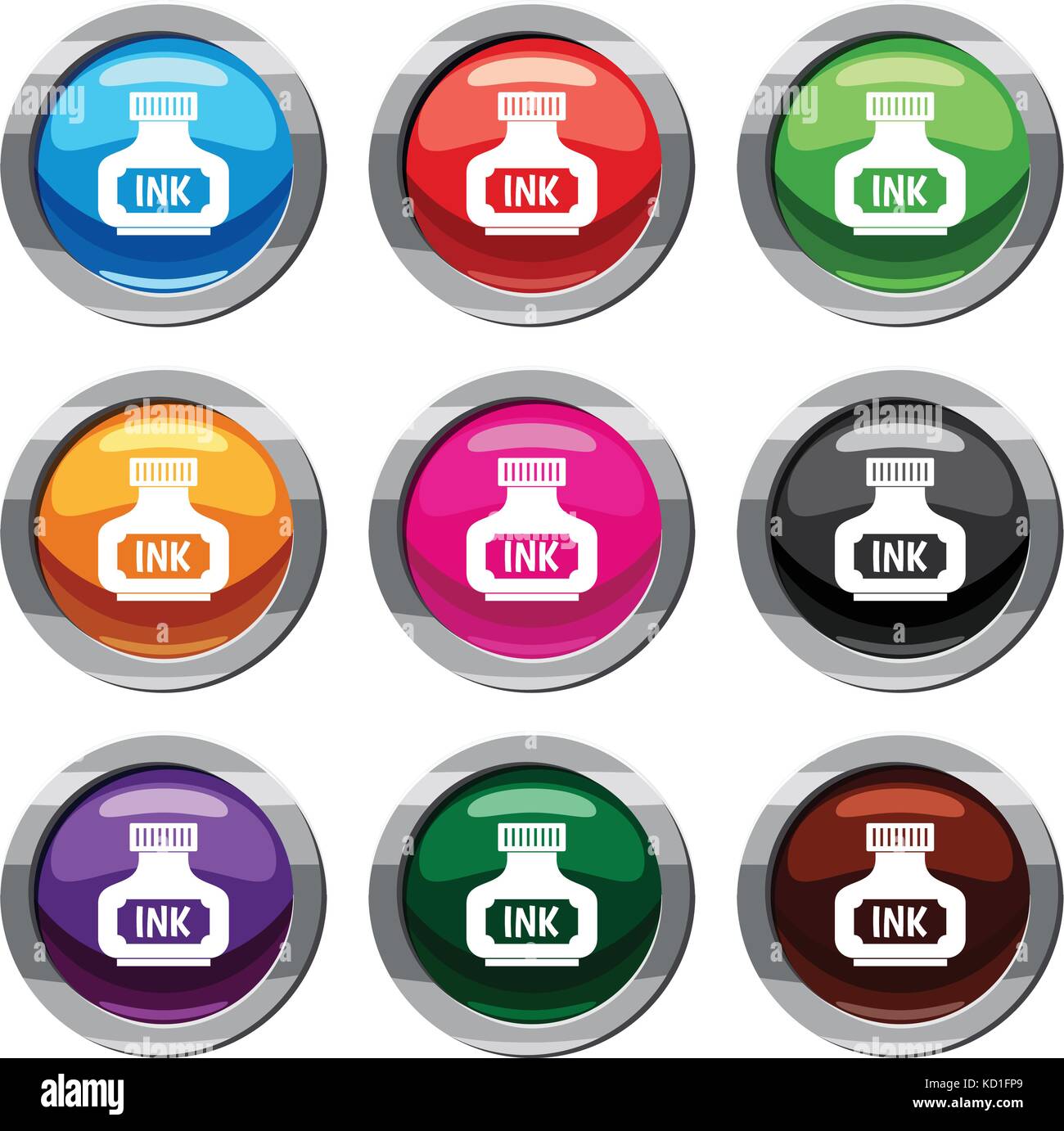 Black ink bottle set 9 collection Stock Vector Image & Art - Alamy