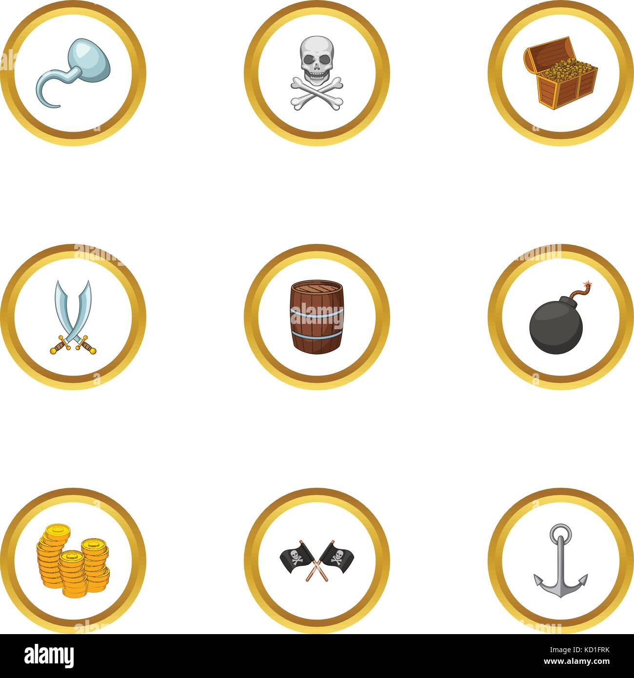Pirate icons set, cartoon style Stock Vector Image & Art - Alamy