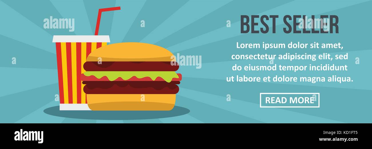 Fast food best seller banner horizontal concept Stock Vector Image ...