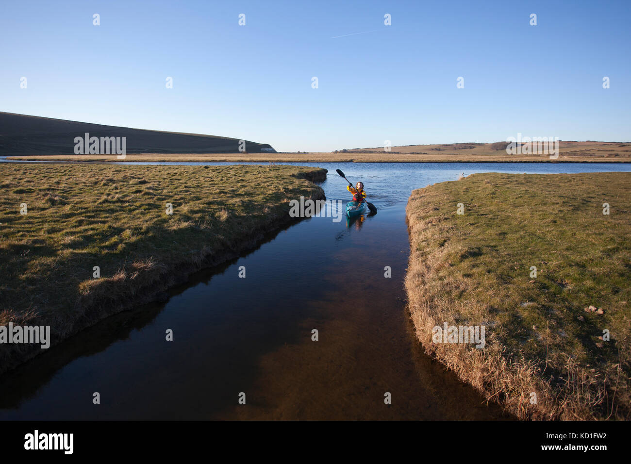 Cuckmere Estuary, Cuckmere Haven, area of flood plains in East Sussex ...