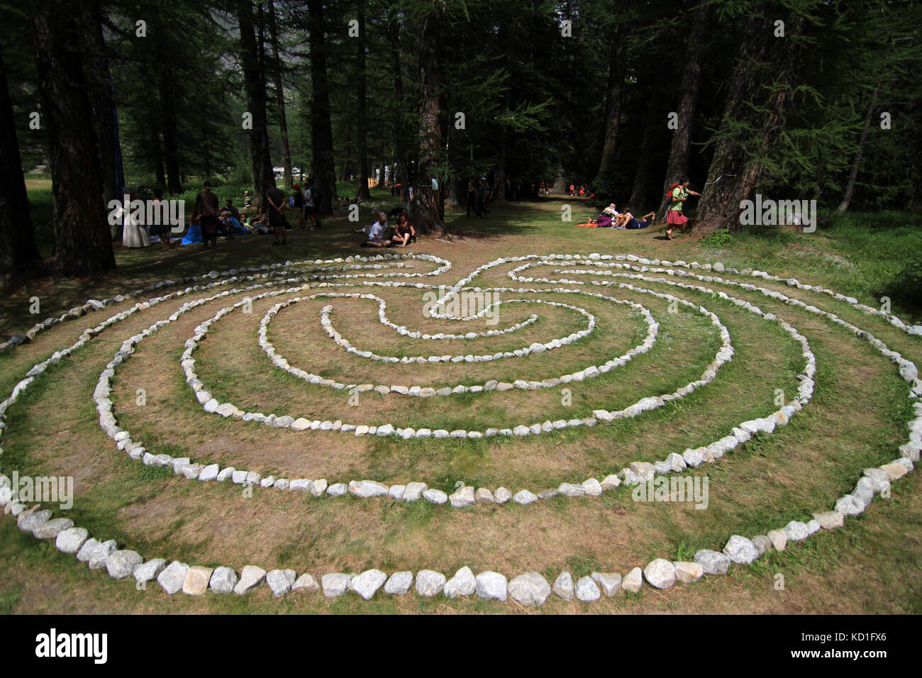 Labyrinth of stones in celtic festival Stock Photo - Alamy
