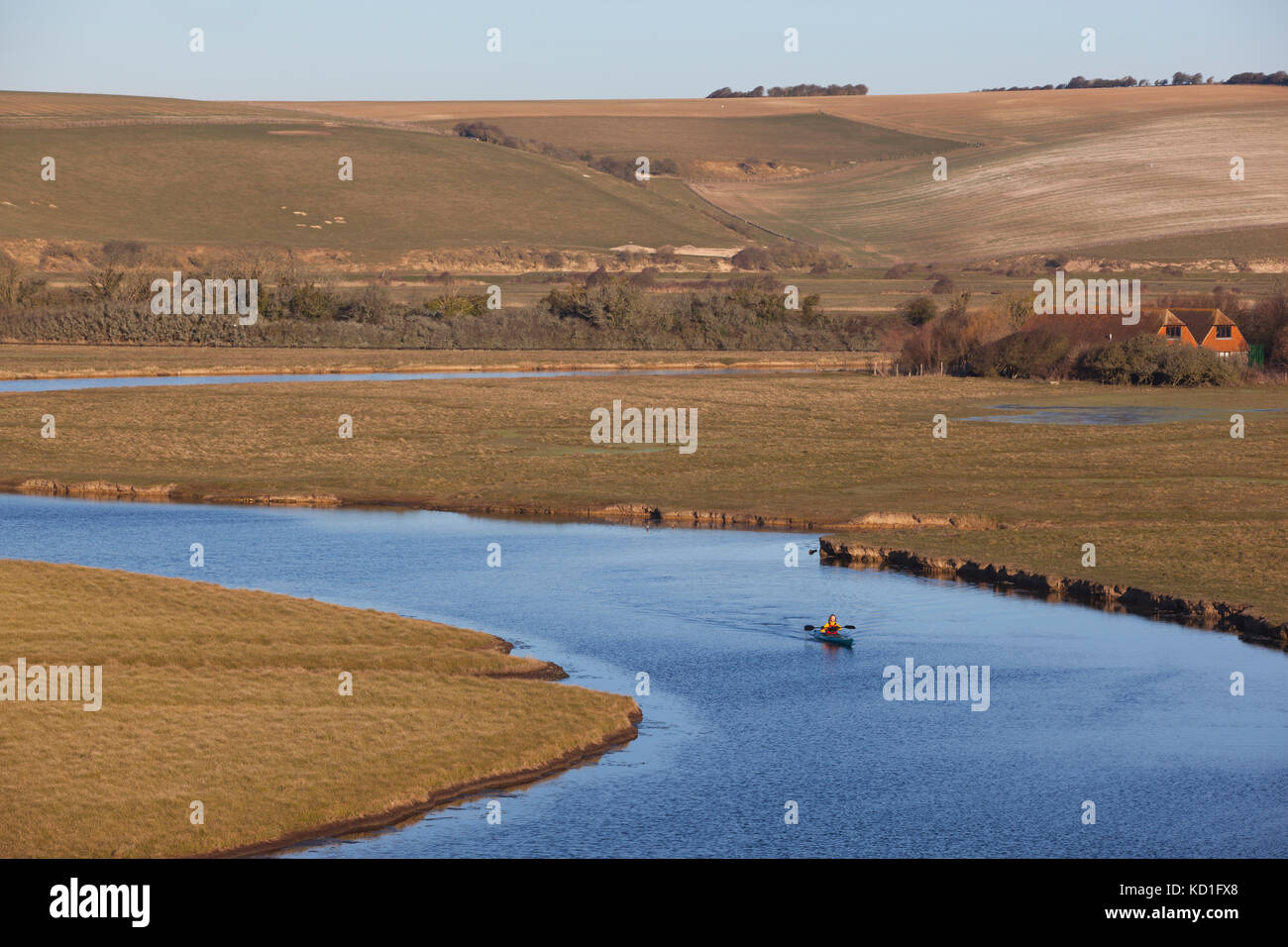 Cuckmere Estuary, Cuckmere Haven, area of flood plains in East Sussex ...