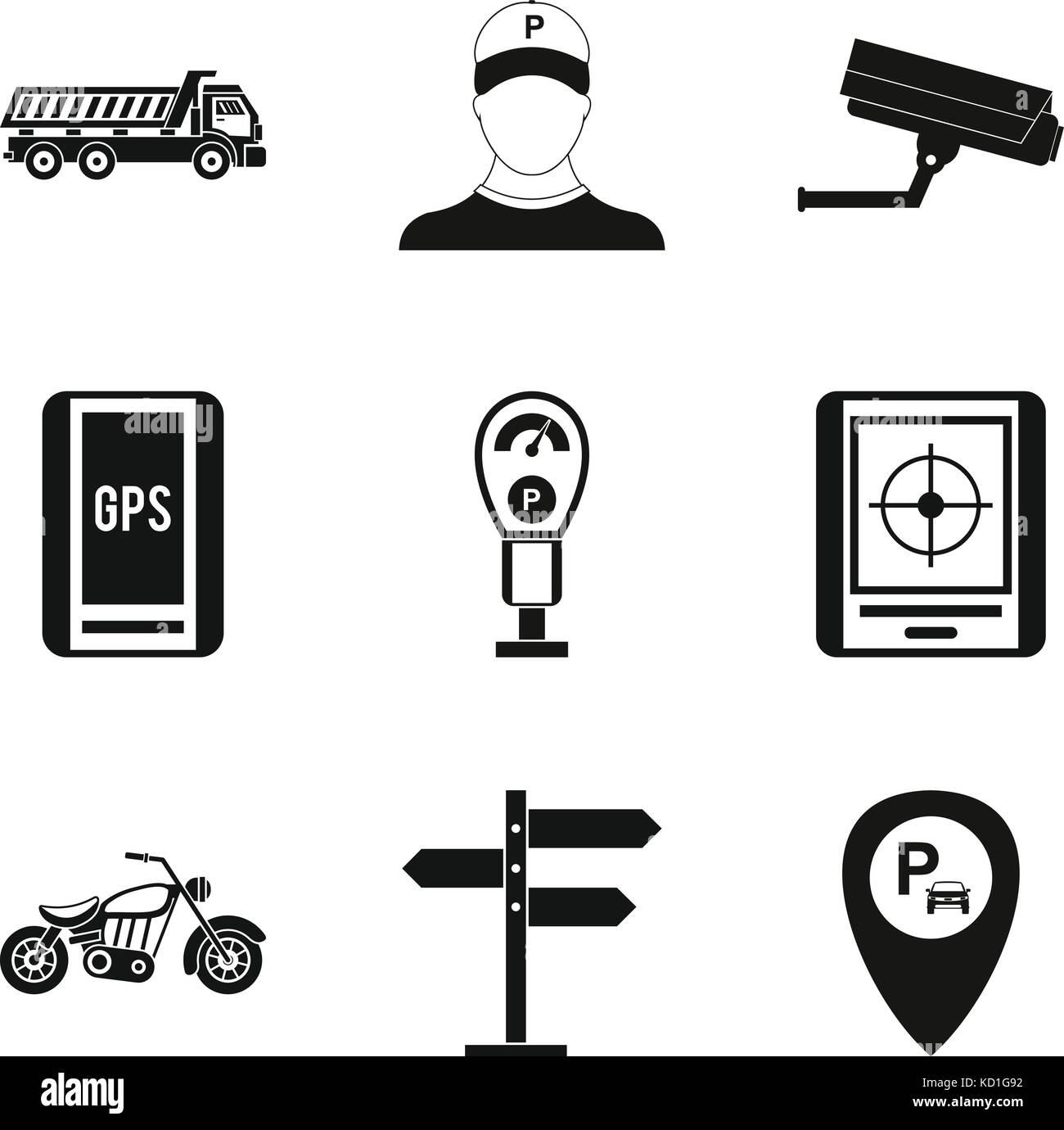 Parking monitoring icons set, simple style Stock Vector Image & Art - Alamy