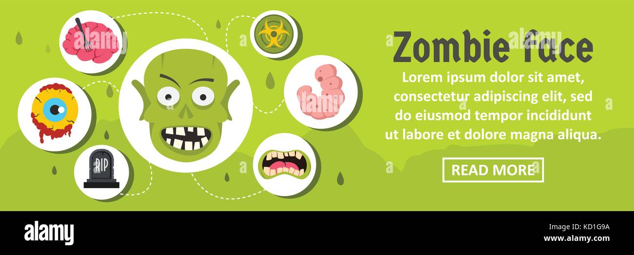 Zombie face banner horizontal concept Stock Vector Image & Art - Alamy