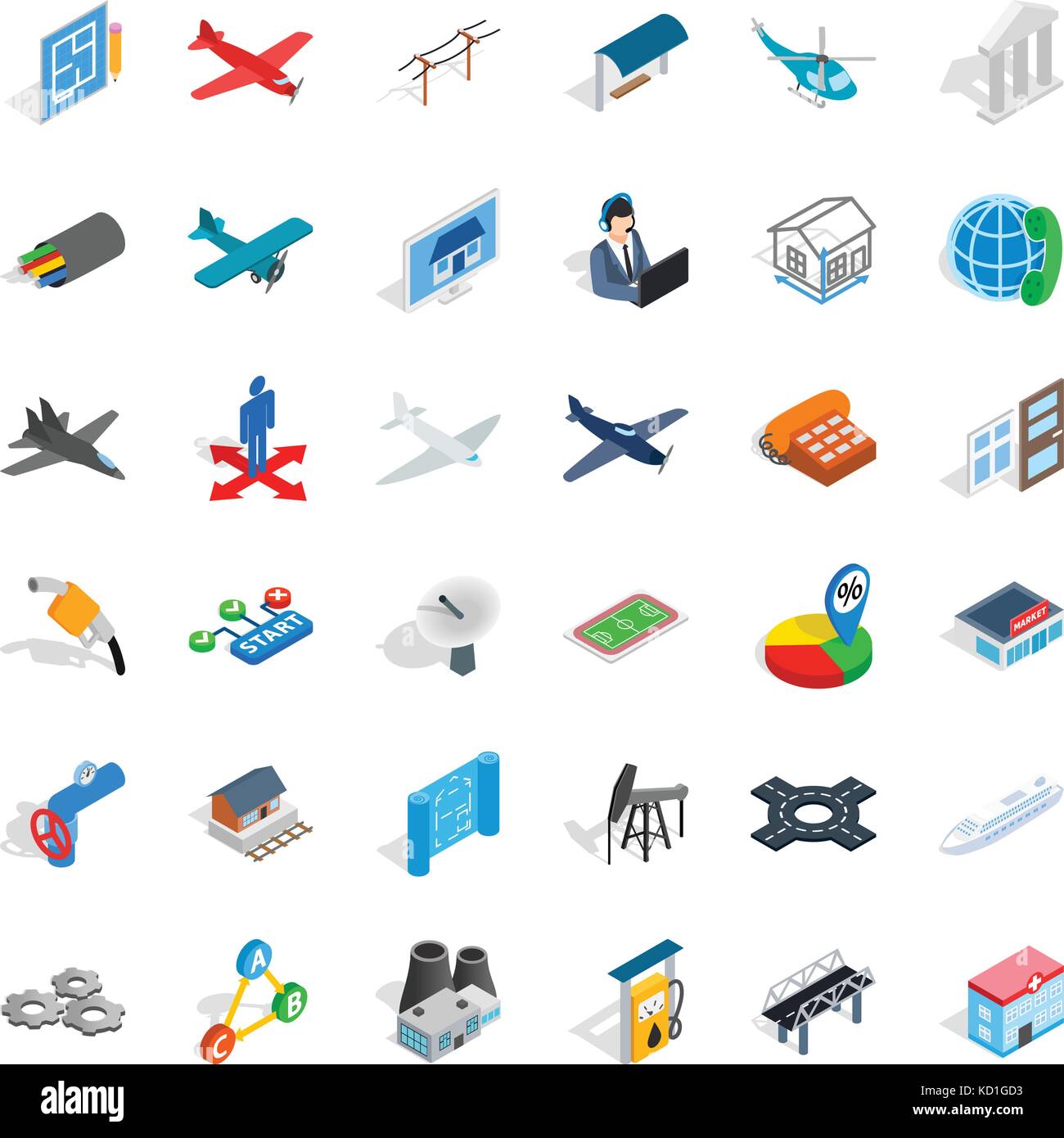 Start icons set, isometric style Stock Vector Image & Art - Alamy