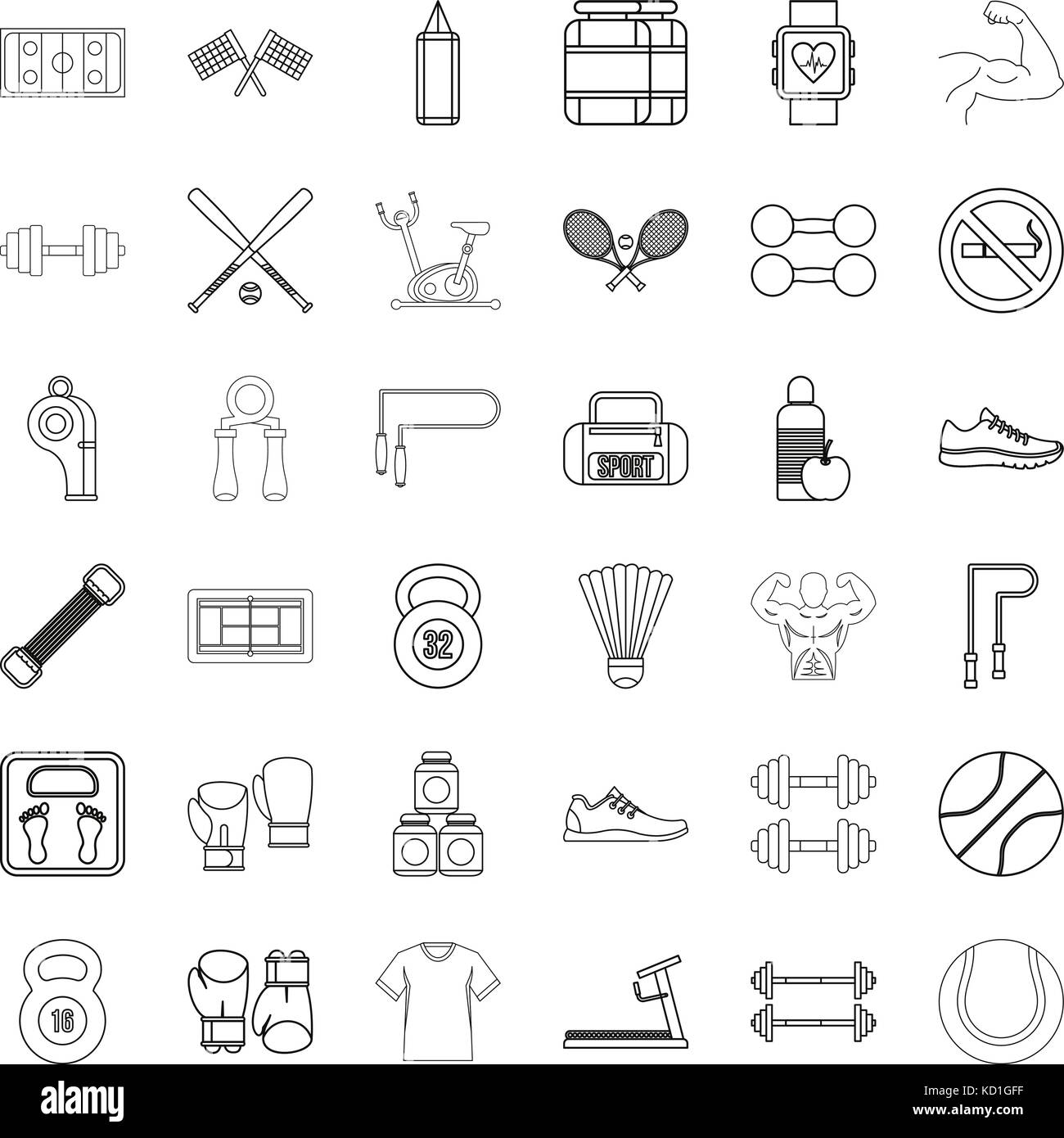 Exercise icons set, outline style Stock Vector Image & Art - Alamy