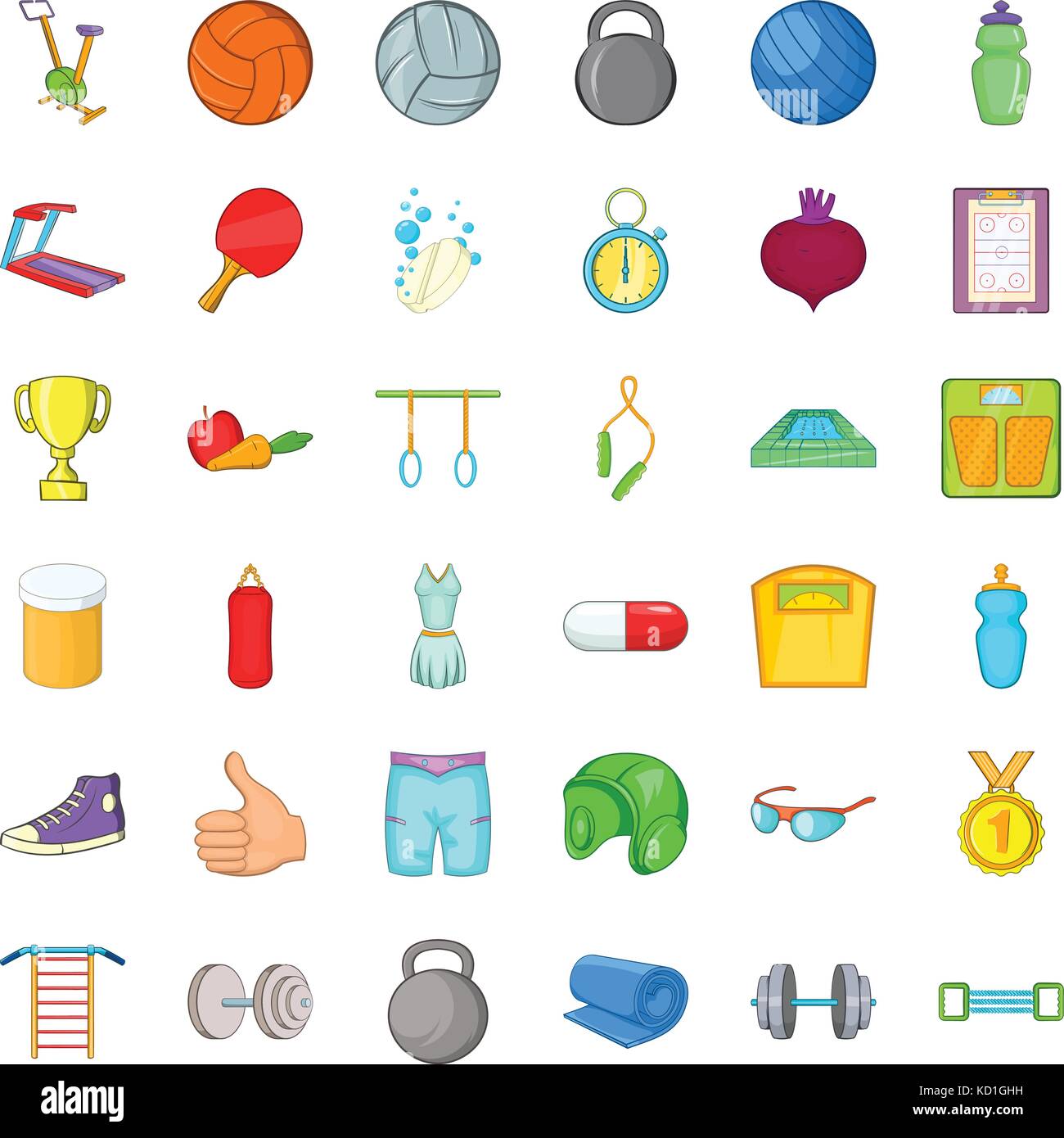 Gym icons set, cartoon style Stock Vector Image & Art - Alamy