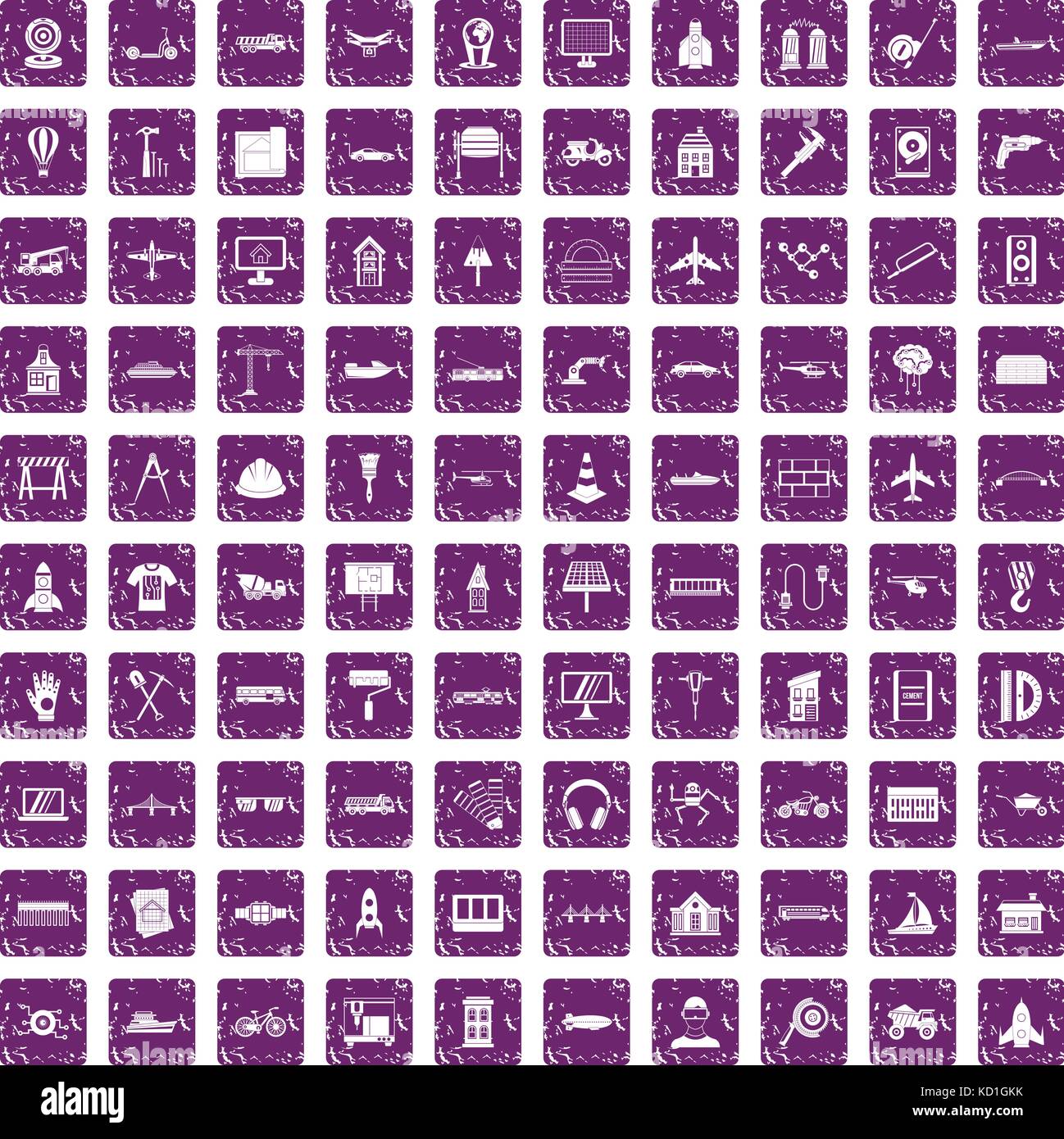 100 engineering icons set grunge purple Stock Vector Image & Art - Alamy