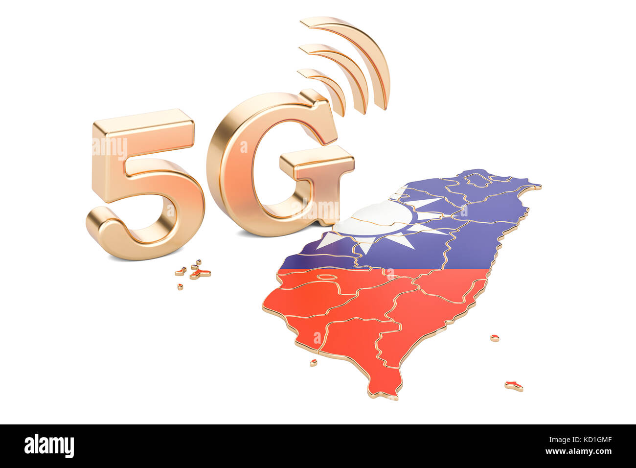5G in Taiwan concept, 3D rendering isolated on white background Stock ...