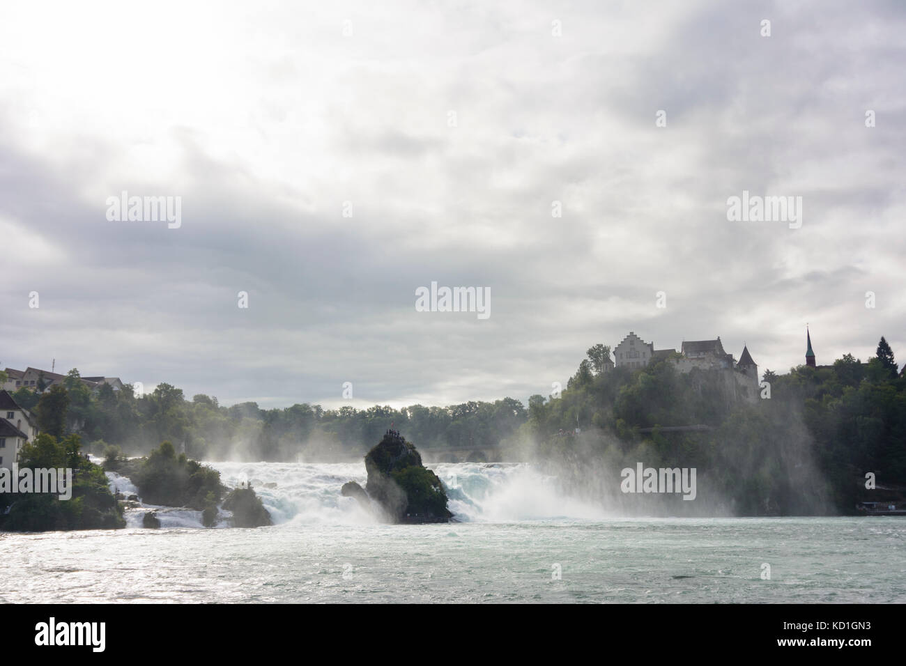 Rheinfall (Rhine Falls) waterfall, castle Schloss Laufen, Neuhausen am ...