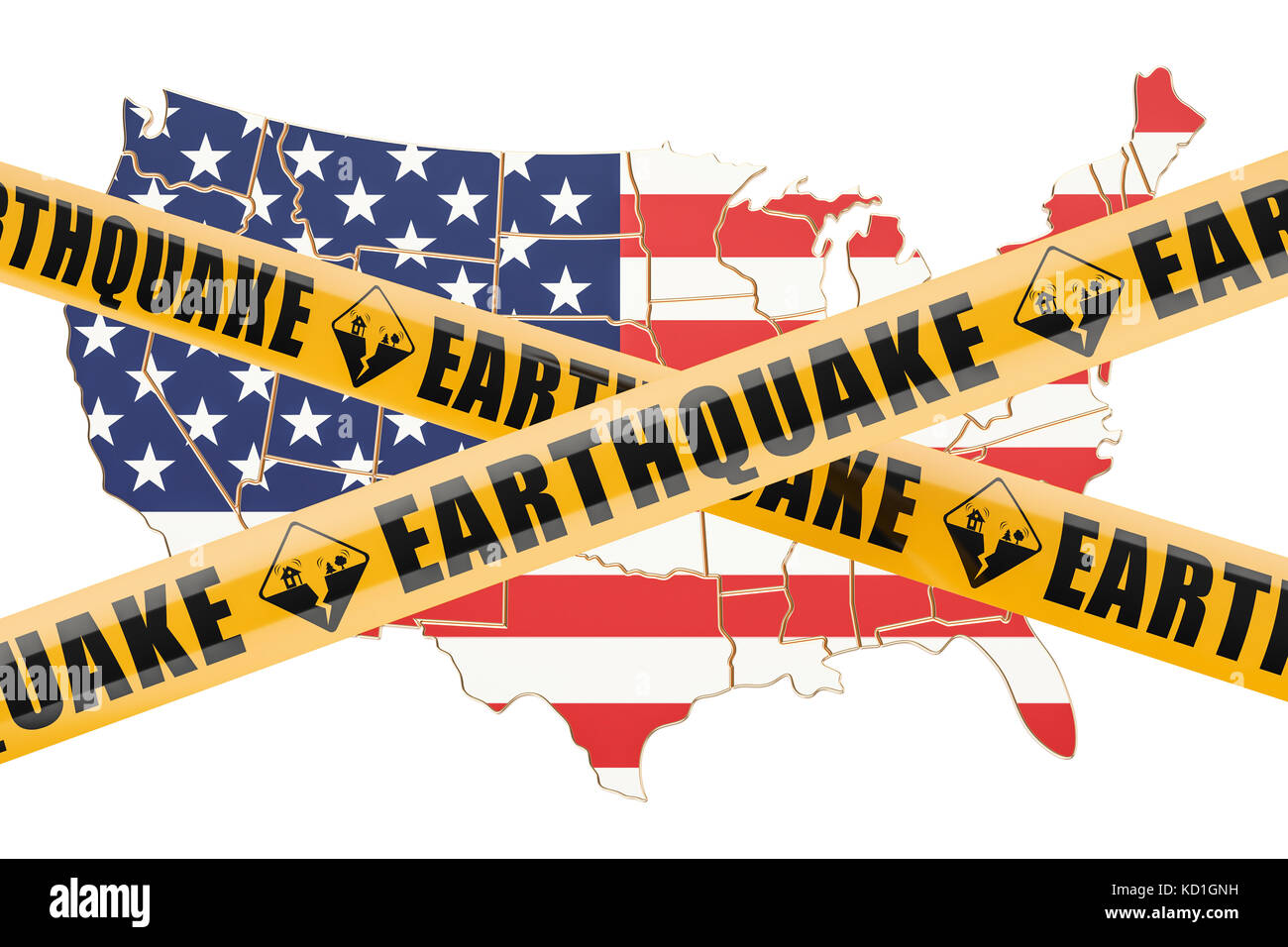 Earthquake in USA concept, 3D rendering isolated on white background ...