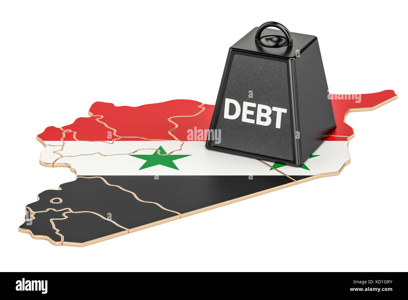 Syrian national debt or budget deficit, financial crisis concept, 3D ...
