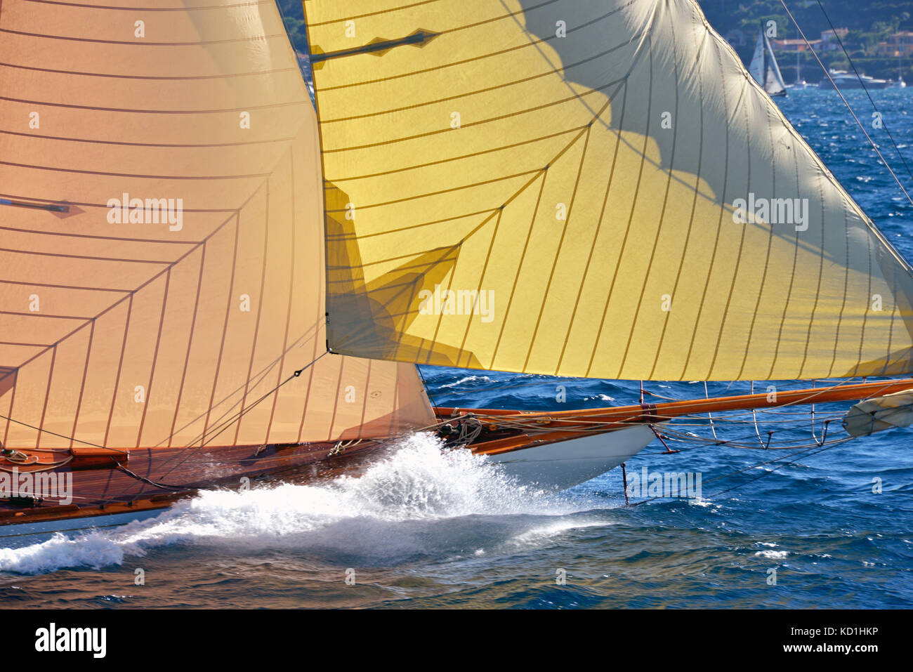 Part of luxury sailing boat. Sailing ships yachts in the open sea ...
