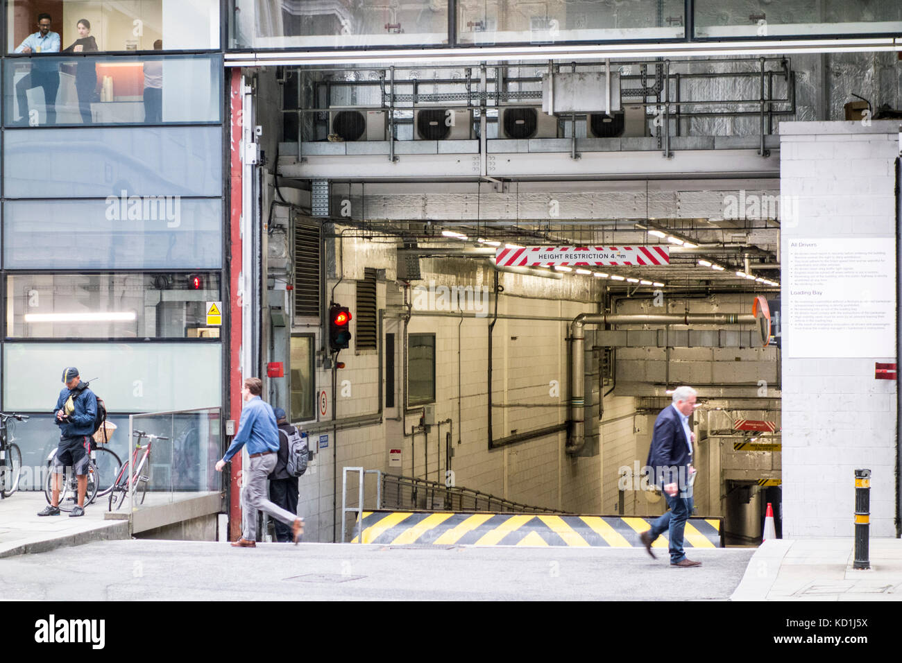 Vehicle access to basement of 1 Angel Lane, City of London, UK Stock ...