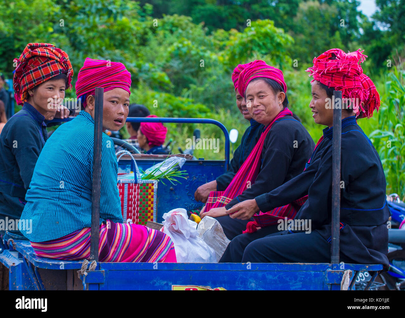 Pao tribe women in Shan state Myanmar Stock Photo - Alamy