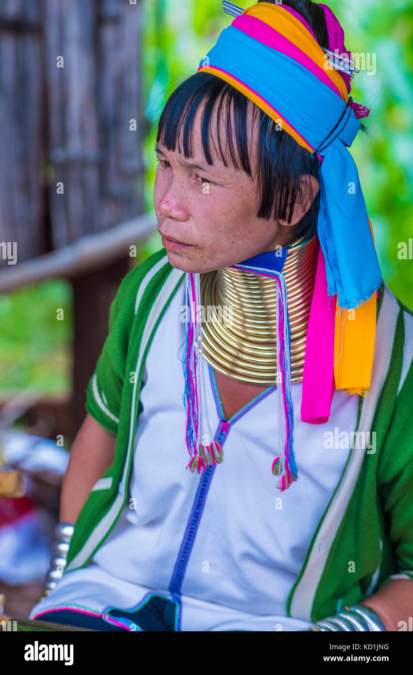Portrait of Kayan tribe woman in Kayan state Myanmar Stock Photo - Alamy